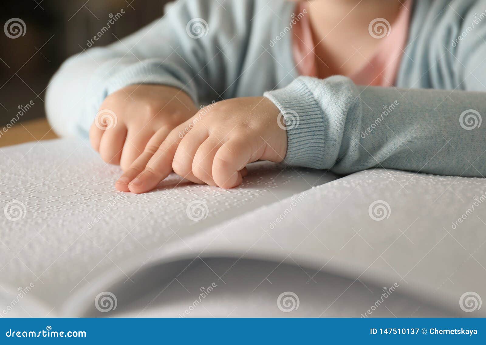 Blind Child Reading Book Written in Braille Stock Image - Image of ...