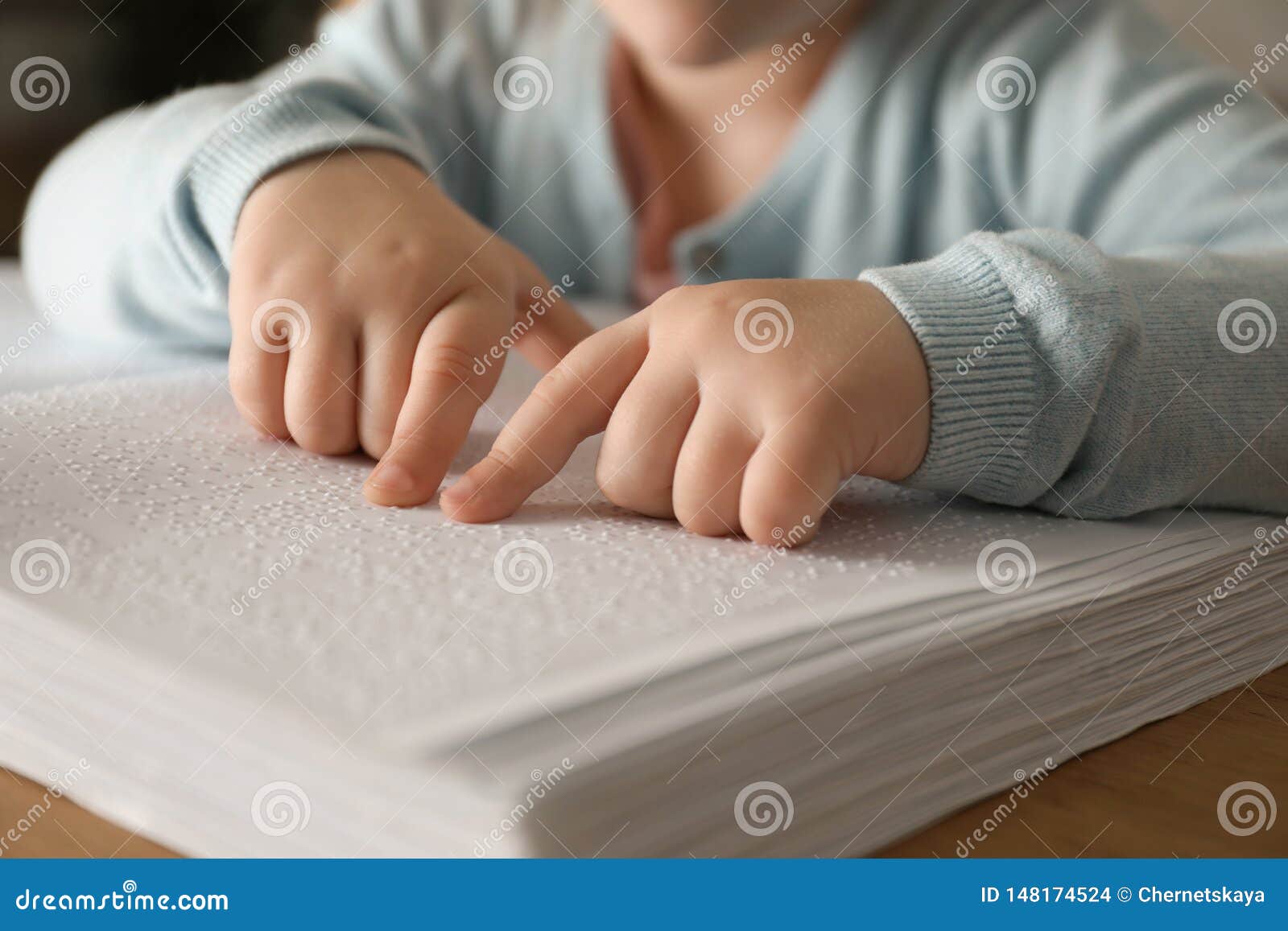 Blind Child Reading Book Written in Braille Stock Photo - Image of ...