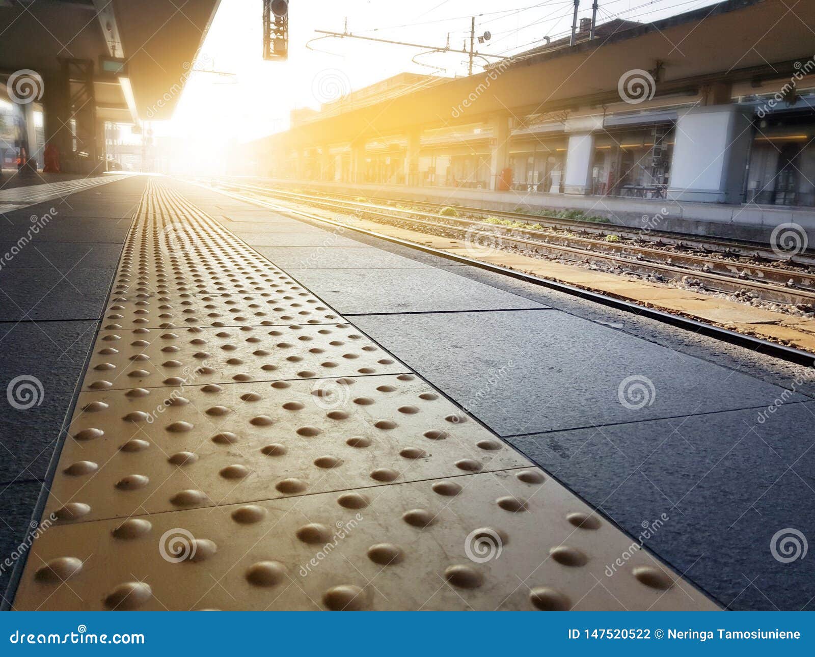 Blind Floor Tiles on Train Station Platform Stock Photo - Image of ...