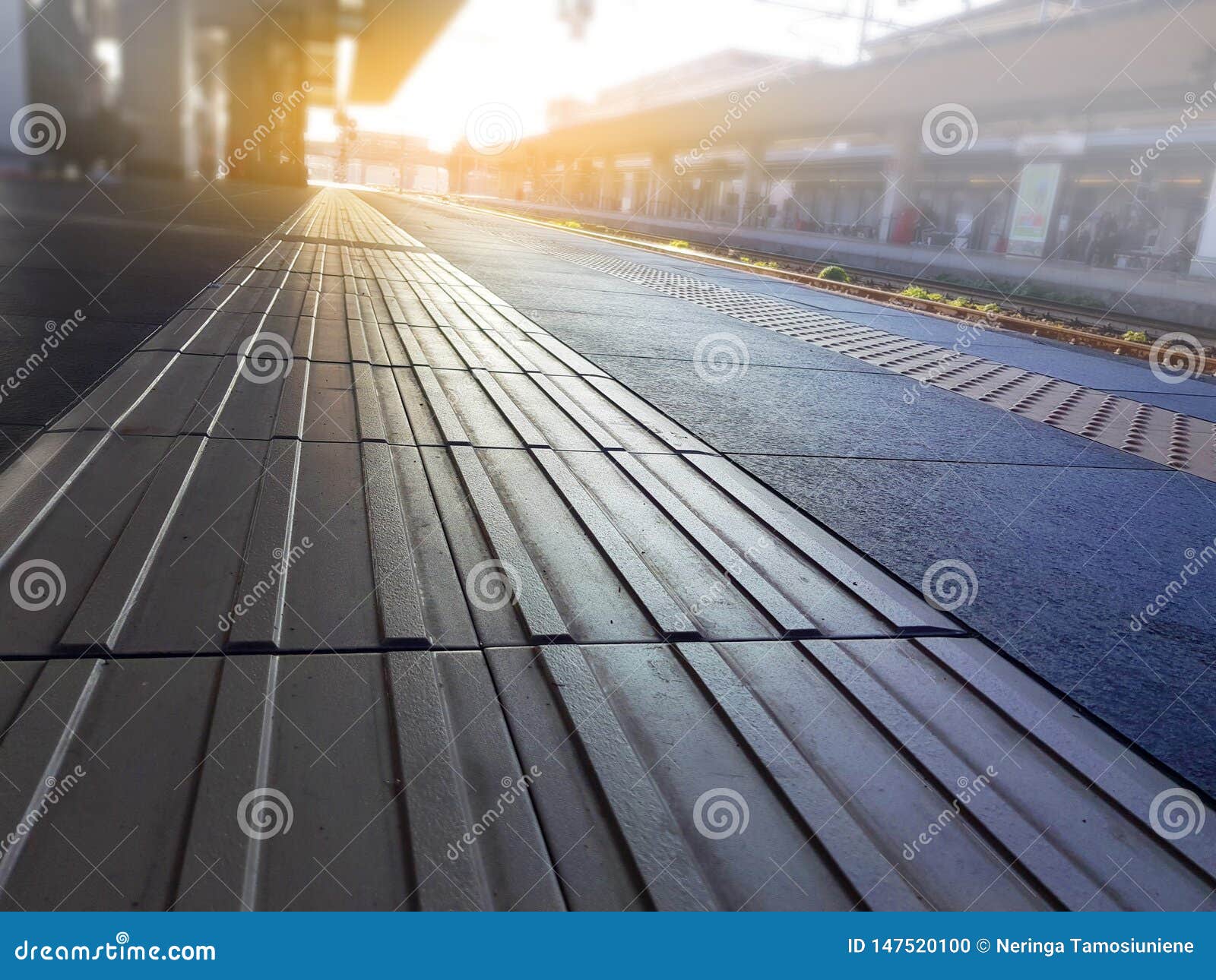 Blind Floor Tiles on Train Station Platform Stock Photo - Image of mark ...