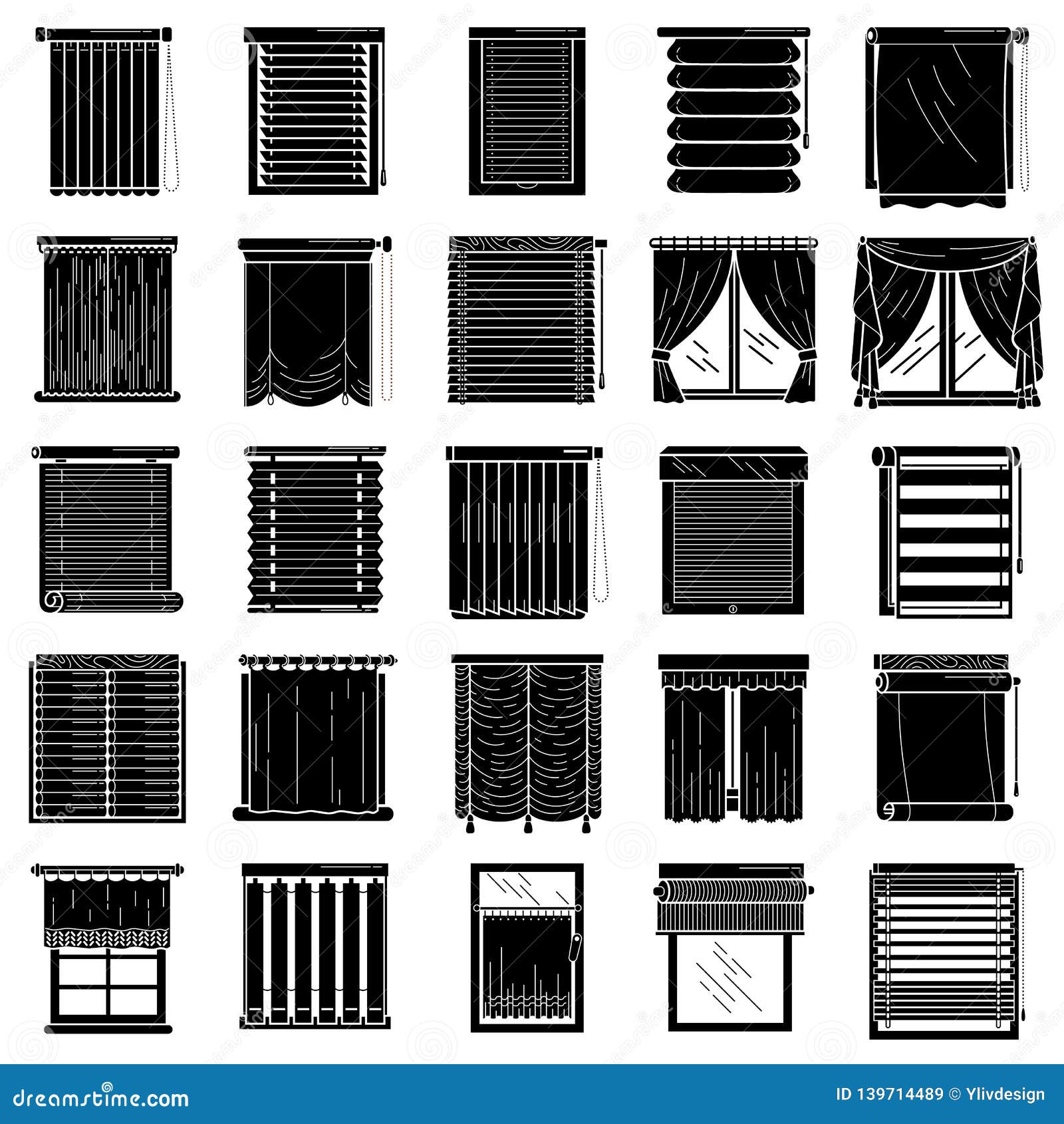 Blind Icons Set, Simple Style Stock Vector - Illustration of office ...