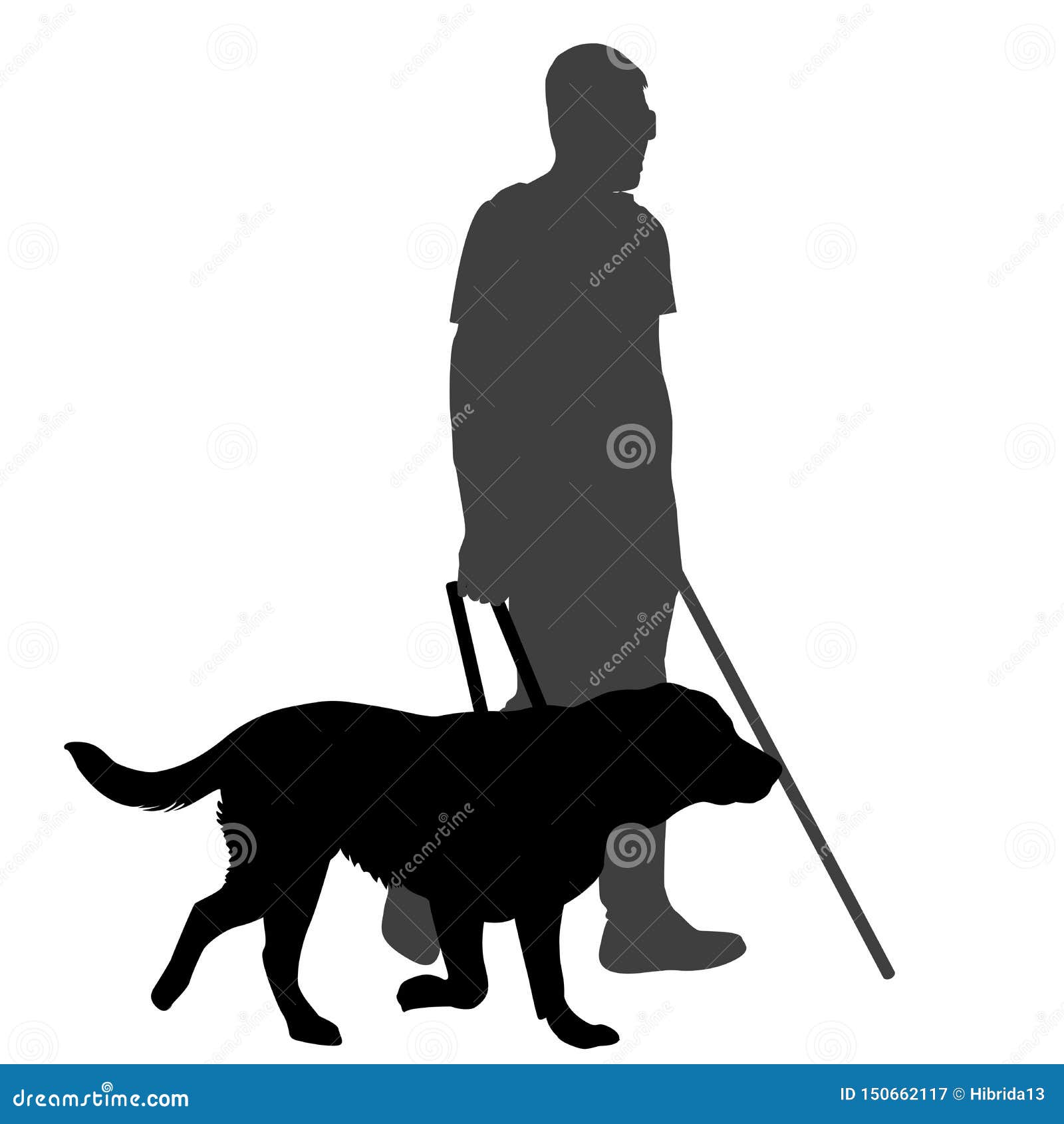 Blind Man With Cane And Guide Dog Cartoon Vector | CartoonDealer.com ...