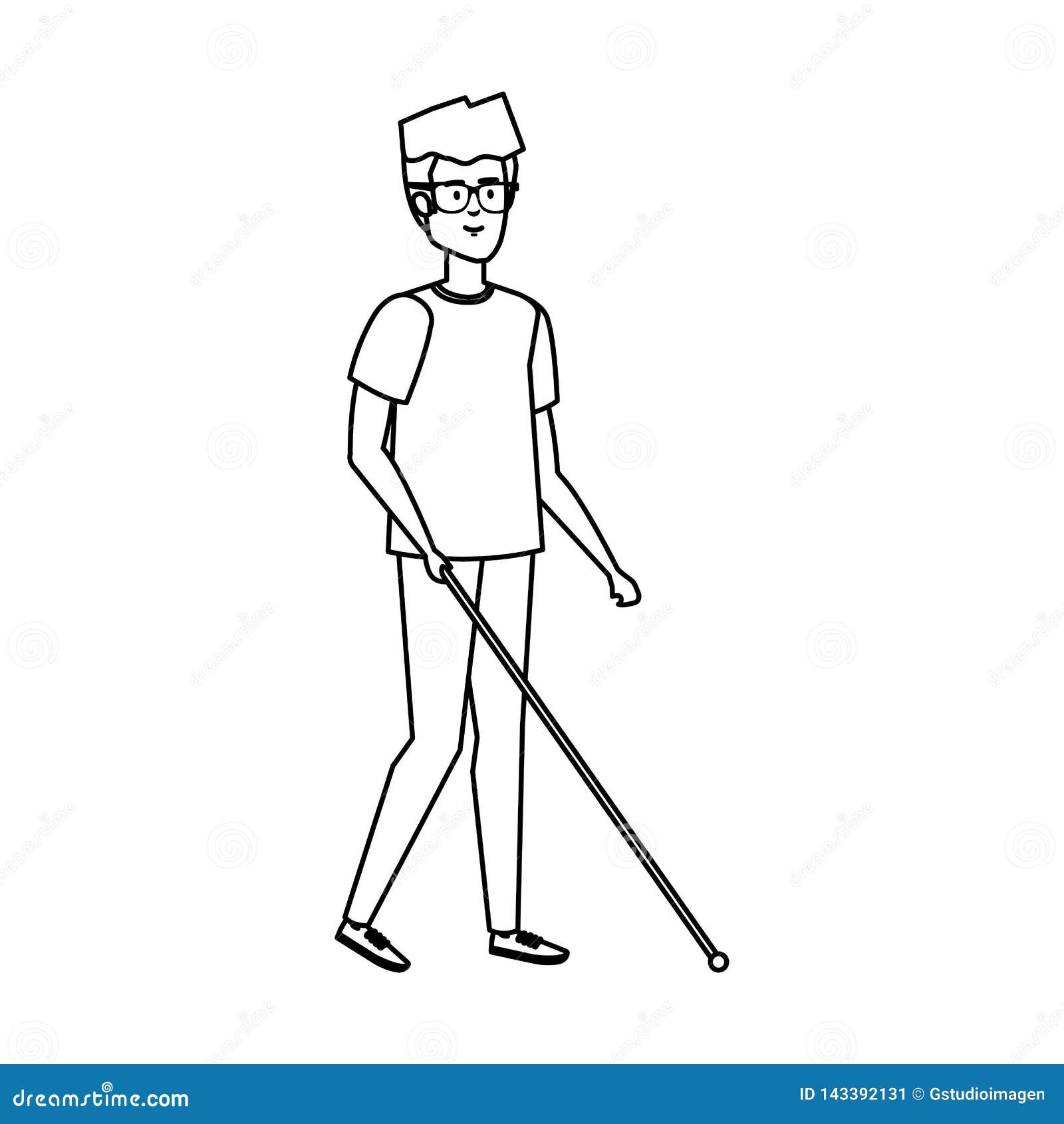 Blind man character icon stock vector. Illustration of human - 143392131