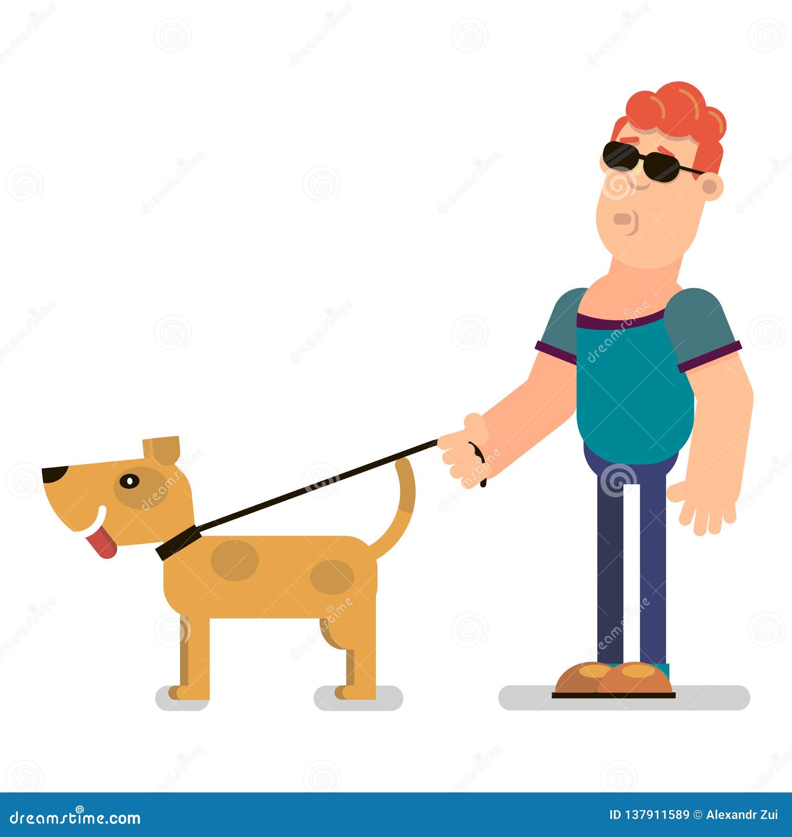 Blind man with a dog stock vector. Illustration of clipart - 137911589