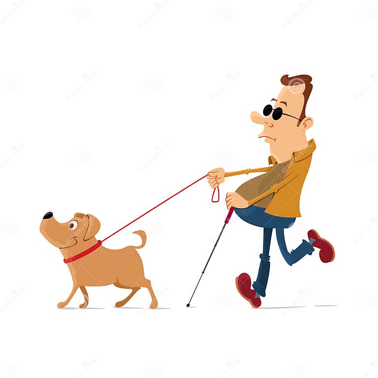 Blind man with dog stock vector. Illustration of trained - 83619666
