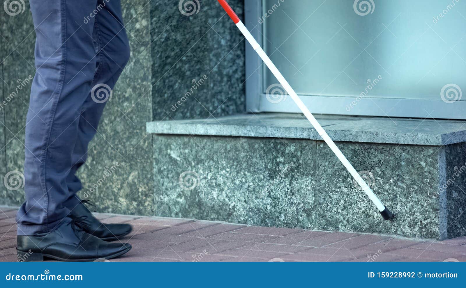 Blind Man Finding Obstructions With Cane, Difficulties For Handicapped ...