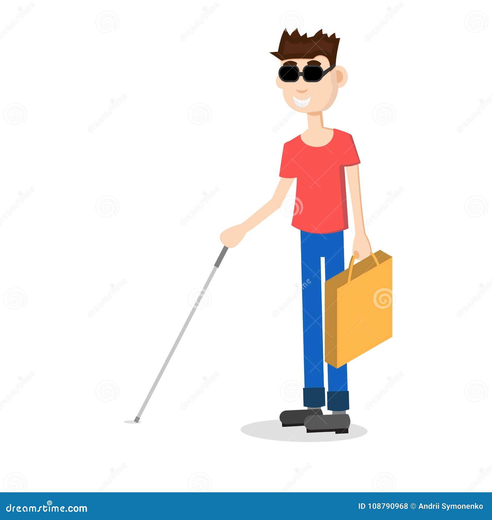 Blind Man Icon. Vector Flat Character Illustration. Stock Vector ...