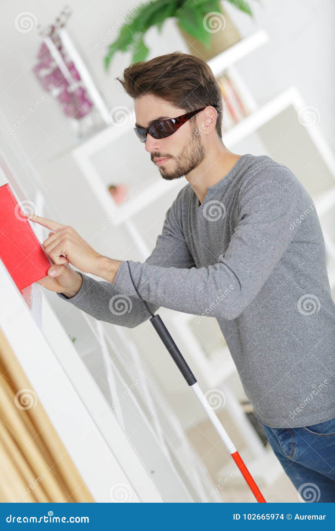 Blind Man Reaching for Book Stock Photo - Image of blind, help: 102665974