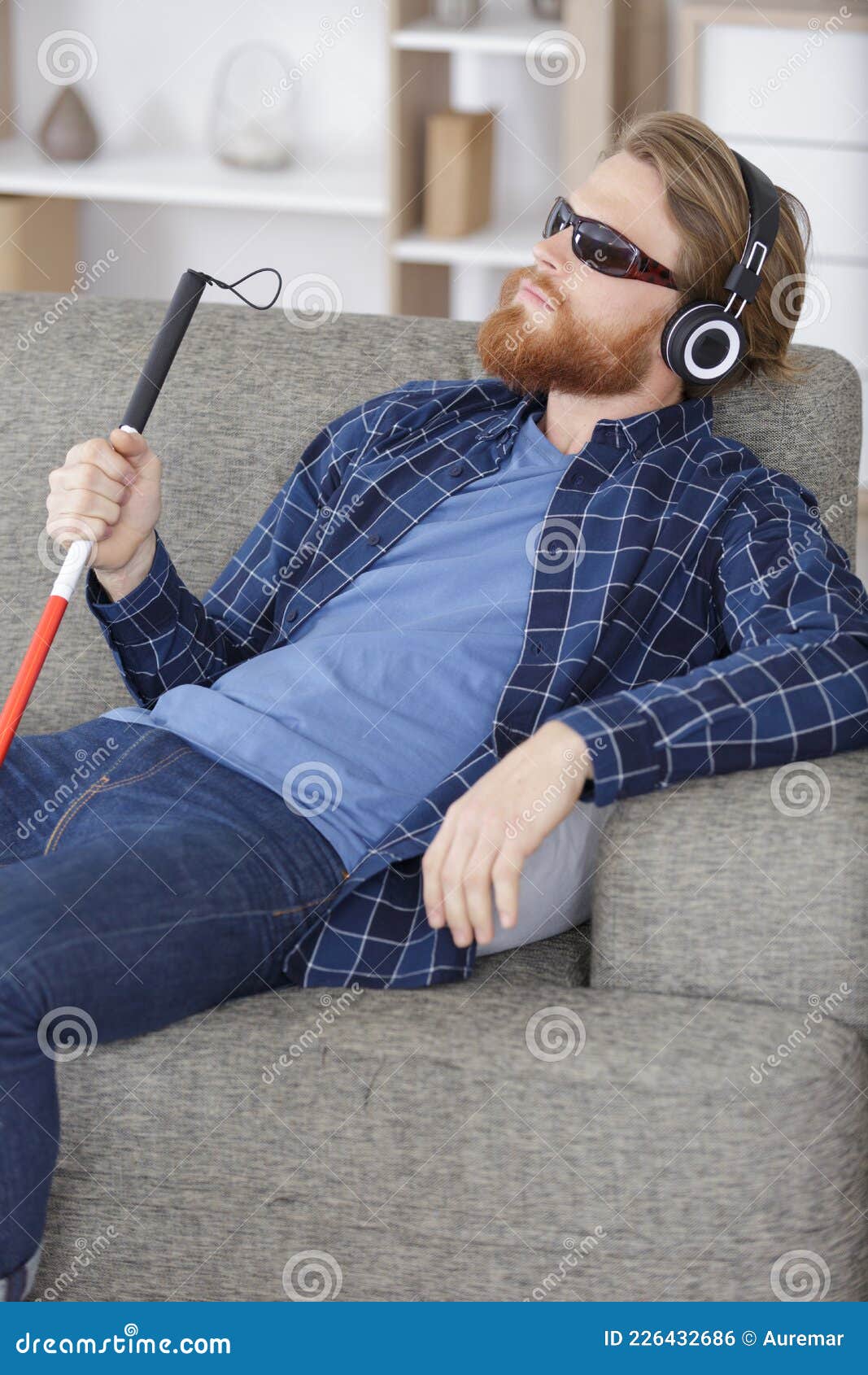 Blind Man Reaching for Book Stock Photo - Image of impaired, home ...
