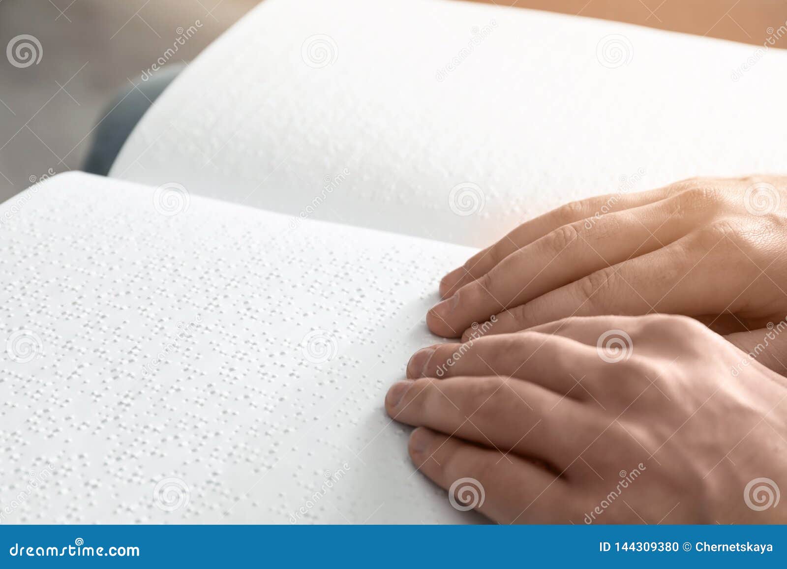 Blind Man Reading Book Written in Braille Stock Photo - Image of finger ...