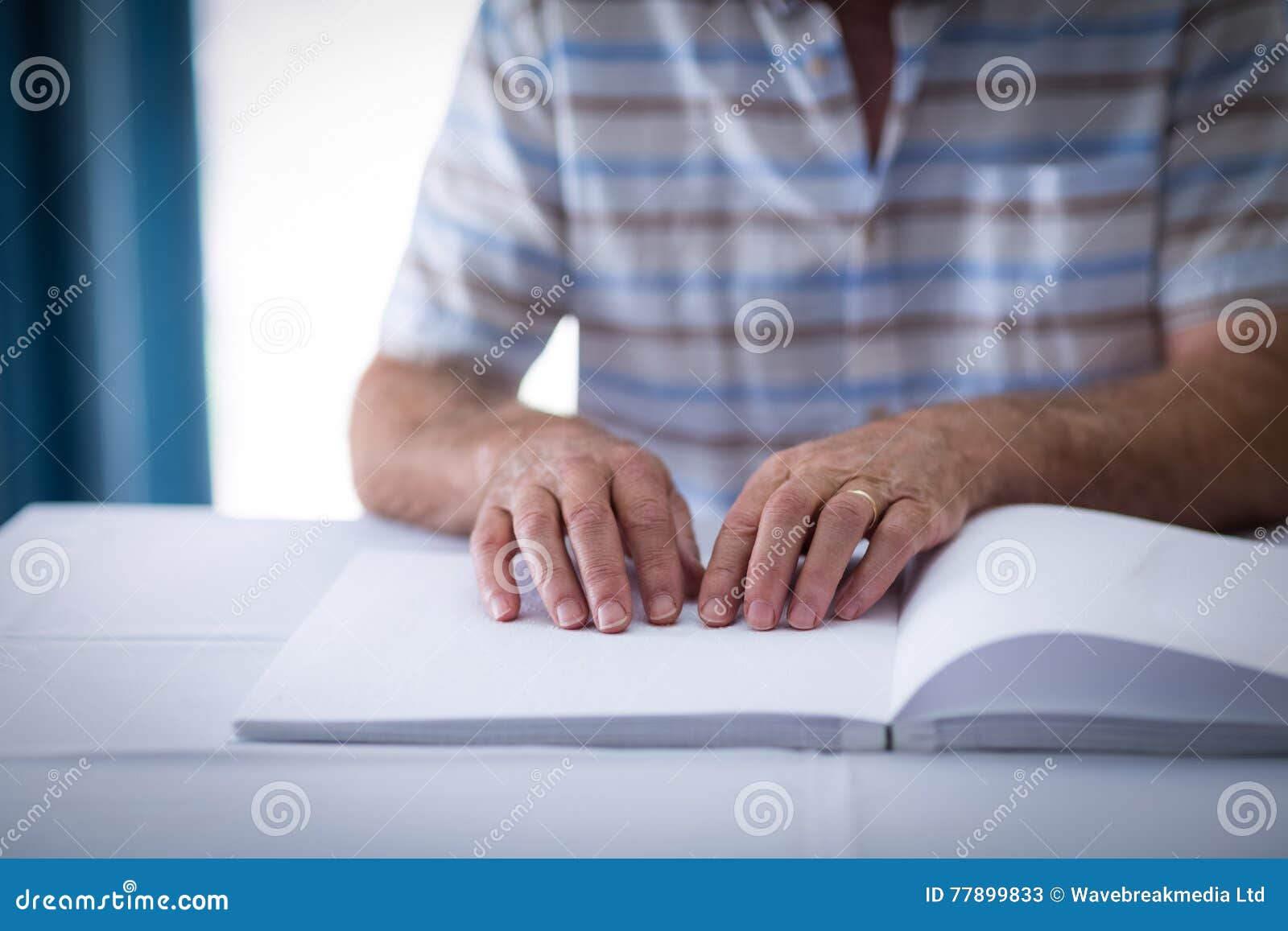 Blind Man Reading a Braille Book Stock Image - Image of information ...
