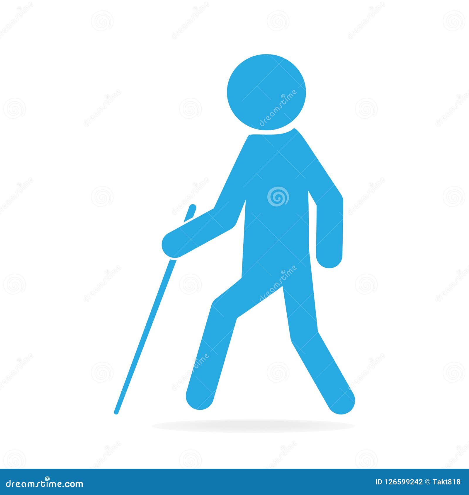 Blind Man with Stick Icon Illustration Stock Vector - Illustration of ...