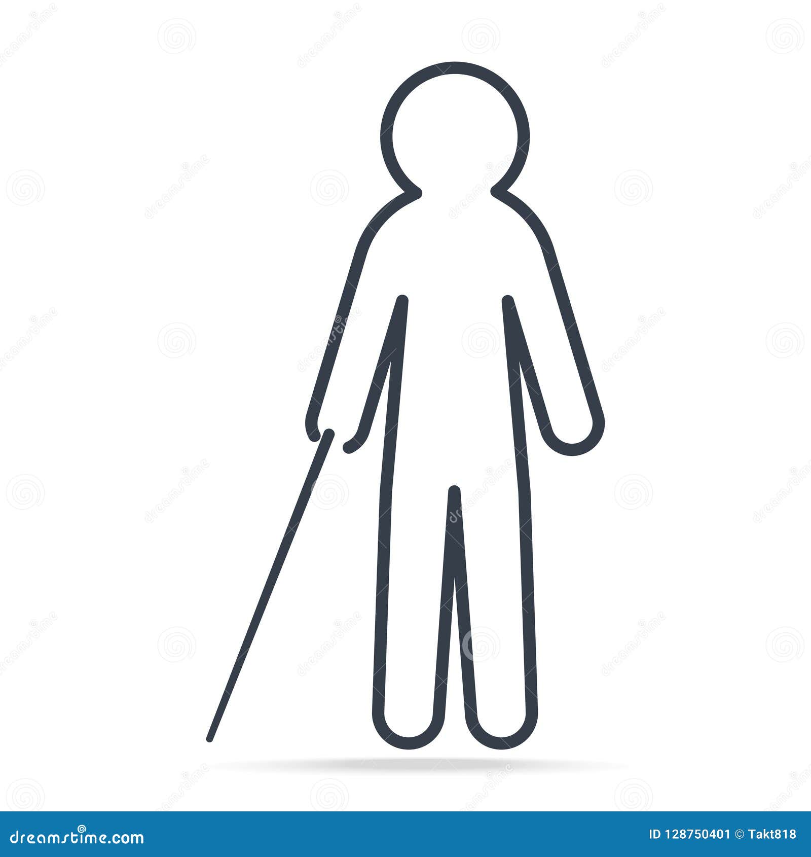 Blind Man with Stick Icon, Simple Line Illustration Stock Vector ...