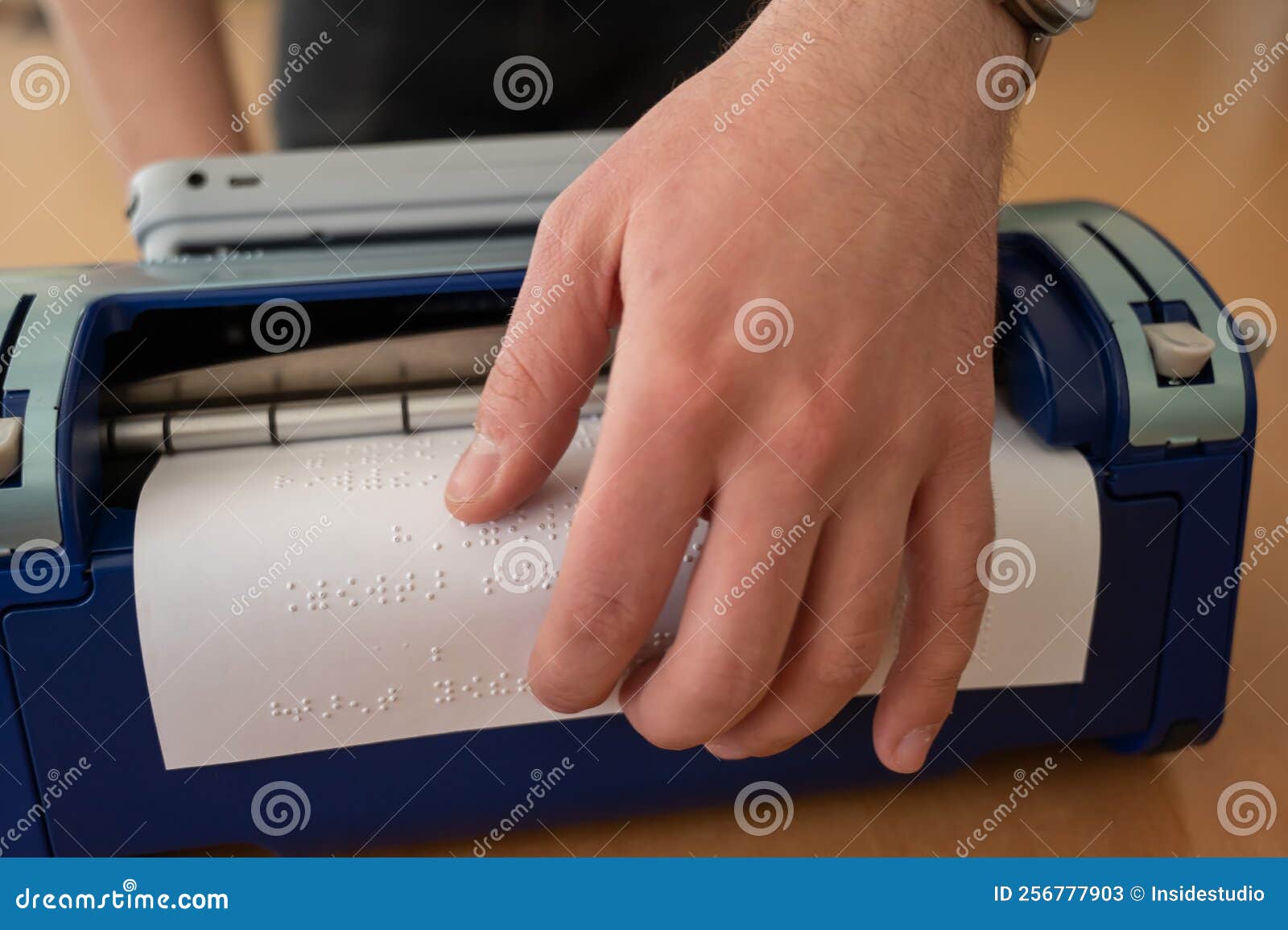 Blind Man Using Braille Typewriter. Stock Image - Image of impaired ...