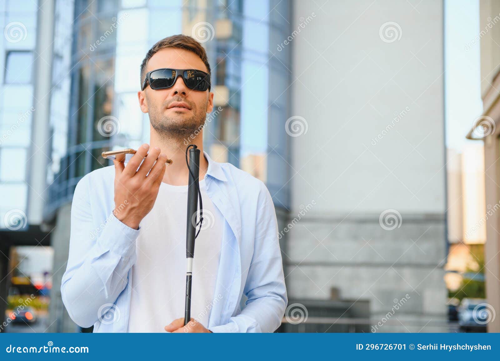 Blind Man. Visually Impaired Man with Walking Stick, Stock Image ...