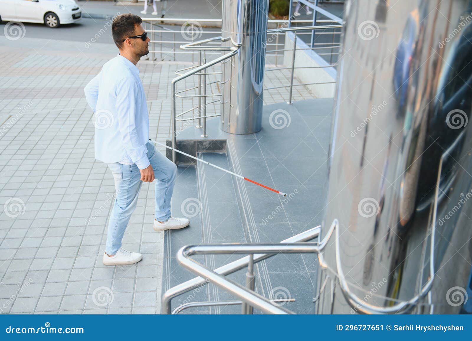 Blind Man. Visually Impaired Man with Walking Stick, Stock Image ...