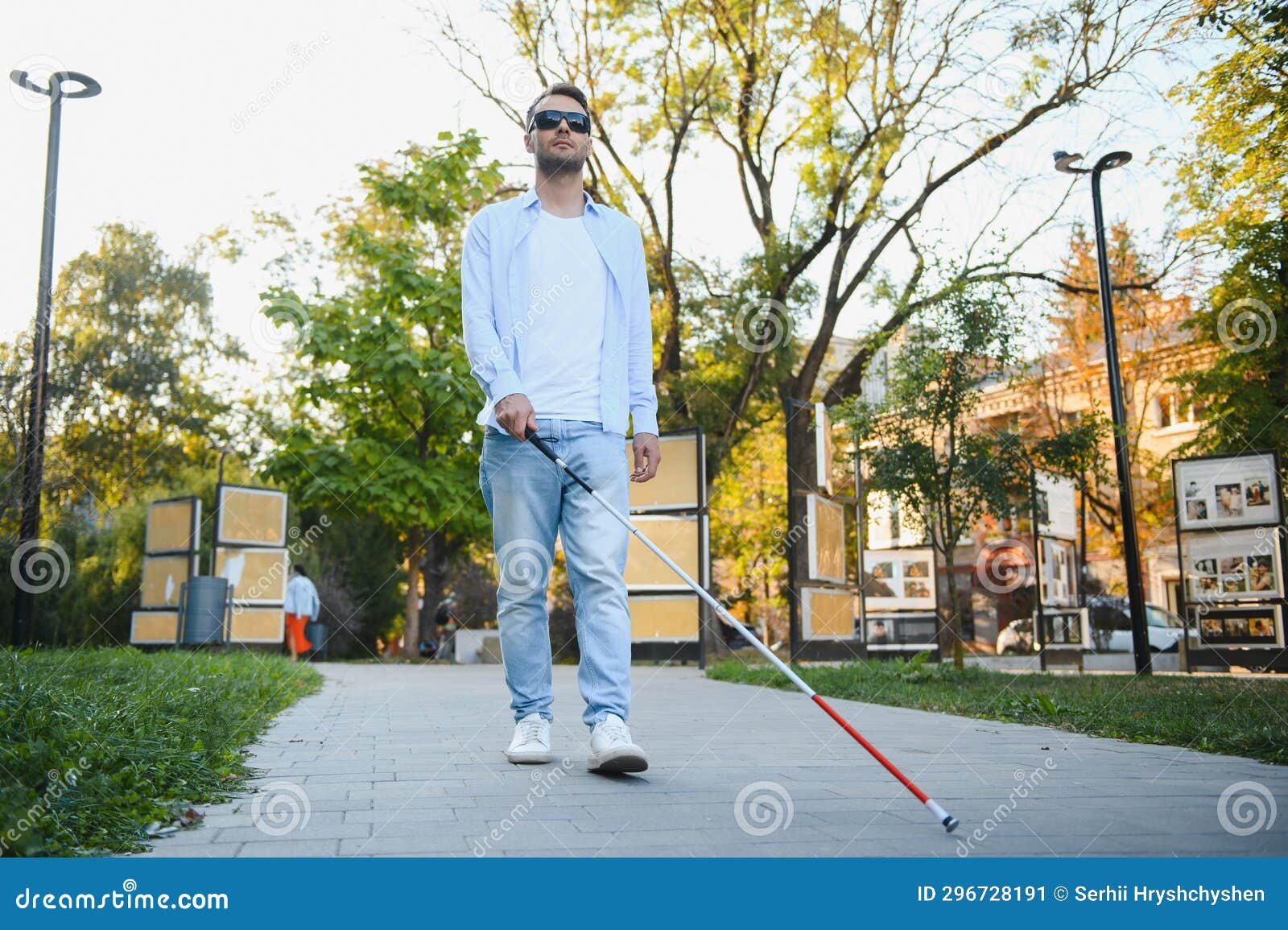 Blind Man. Visually Impaired Man with Walking Stick, Stock Image ...