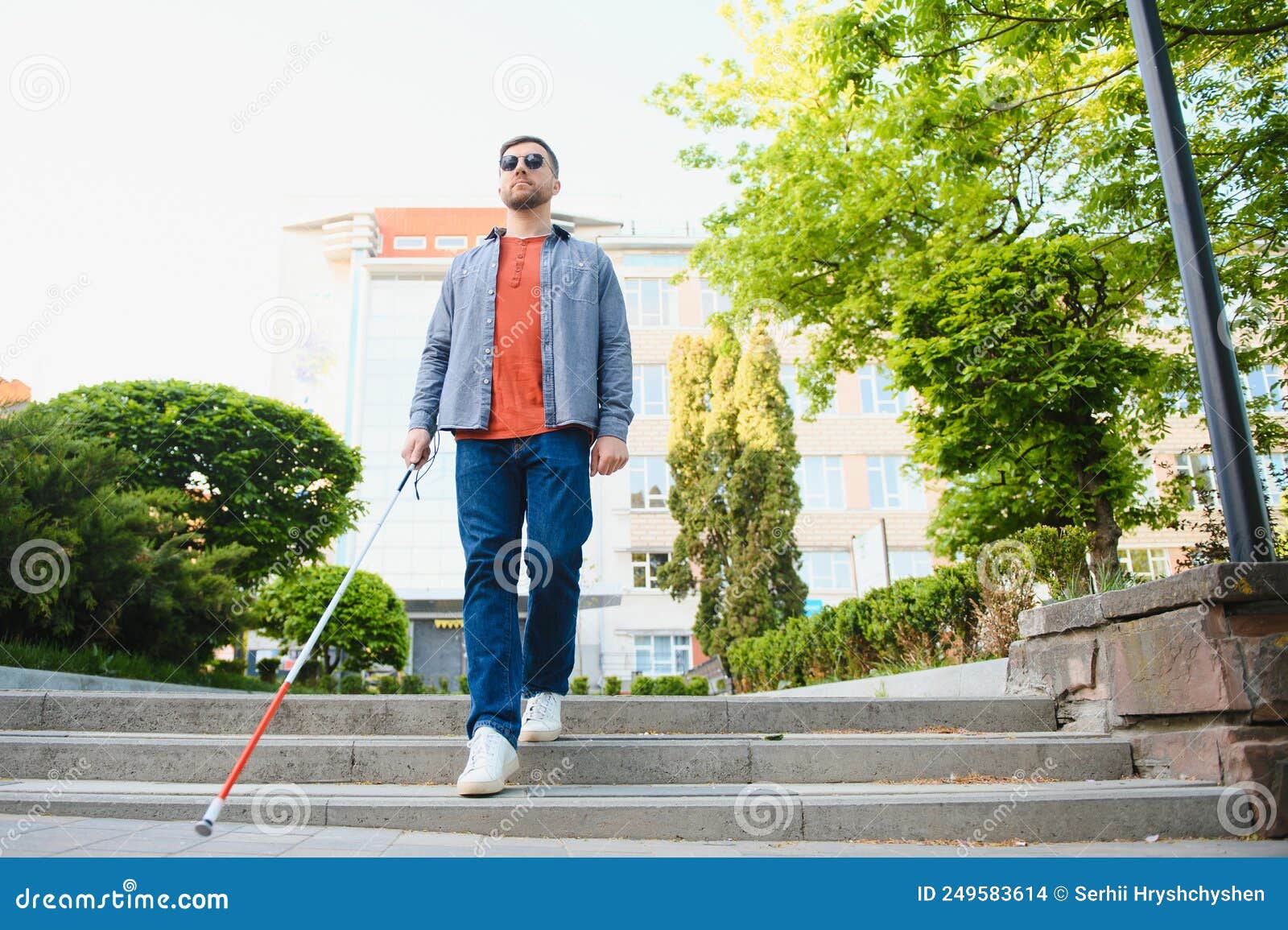 Blind Man Walking on Sidewalk Holding Stick Stock Photo - Image of ... Blind Man Walking on Sidewalk Holding Stick Stock Photo - Image of ...