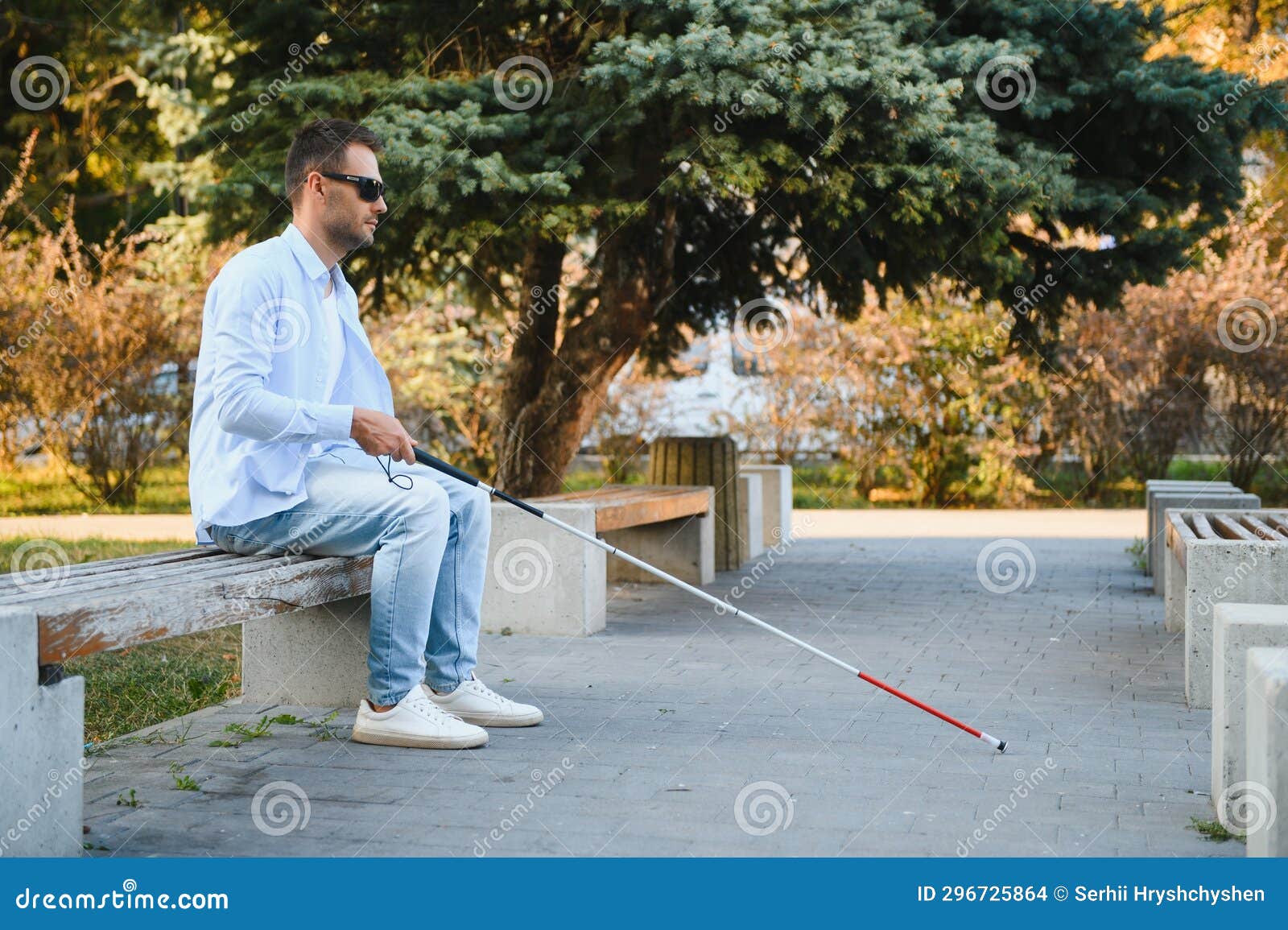 Blind Man with a Walking Stick. Stock Photo - Image of visual ...
