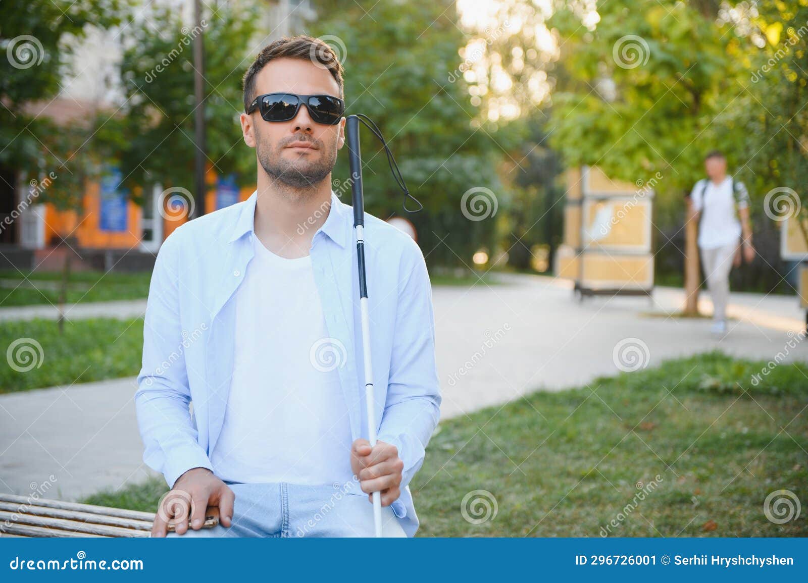 Blind Man with a Walking Stick. Stock Image - Image of health ...