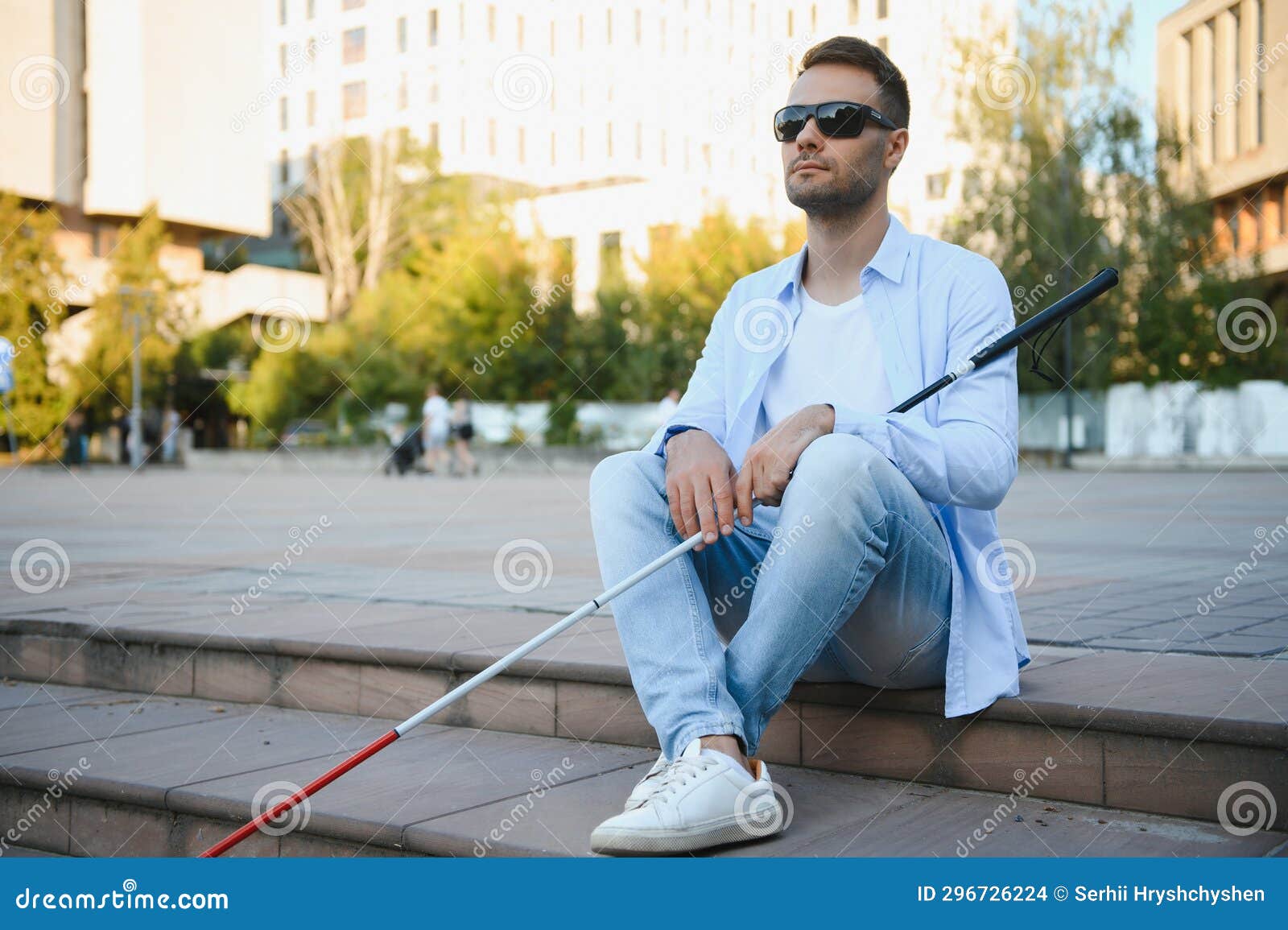 Blind Man with a Walking Stick. Stock Photo - Image of outdoors, safety ... Blind Man with a Walking Stick. Stock Photo - Image of outdoors, safety ...