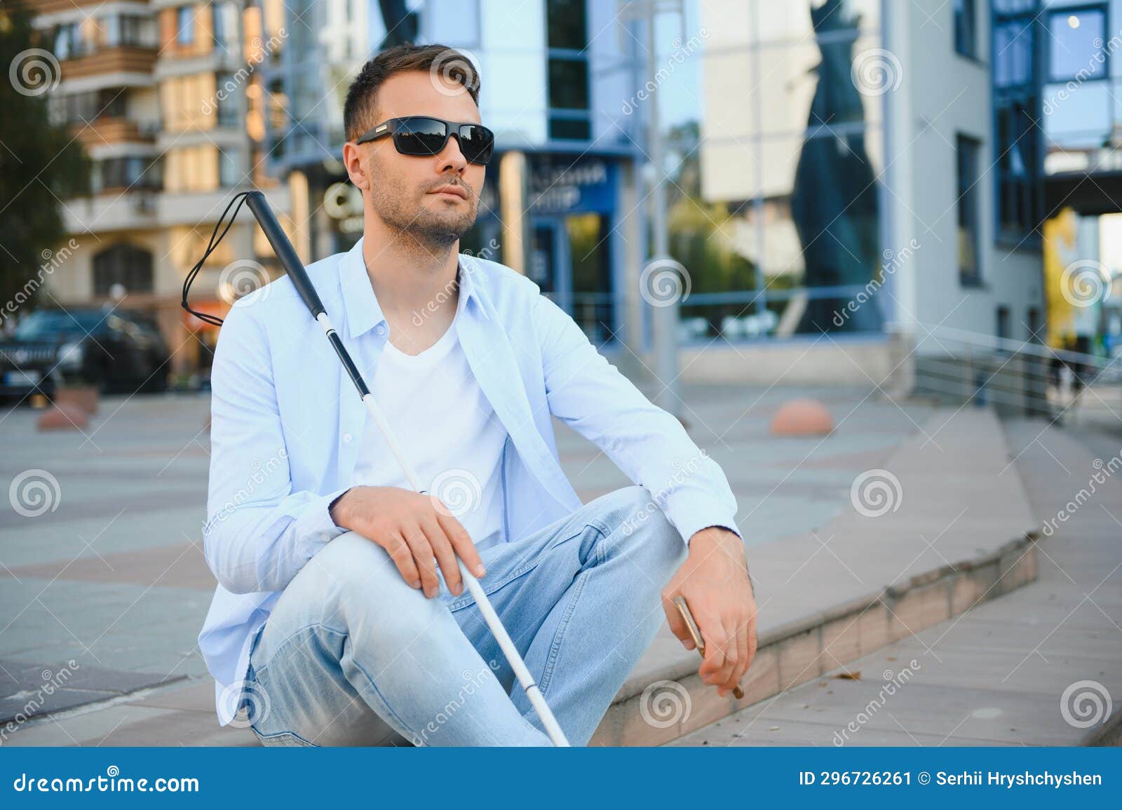Blind Man with a Walking Stick. Stock Image - Image of medical ...