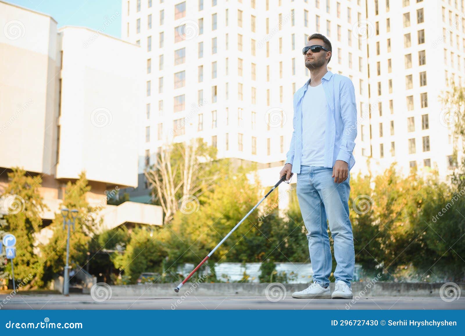 Blind Man with a Walking Stick. Stock Photo - Image of technology, city ...