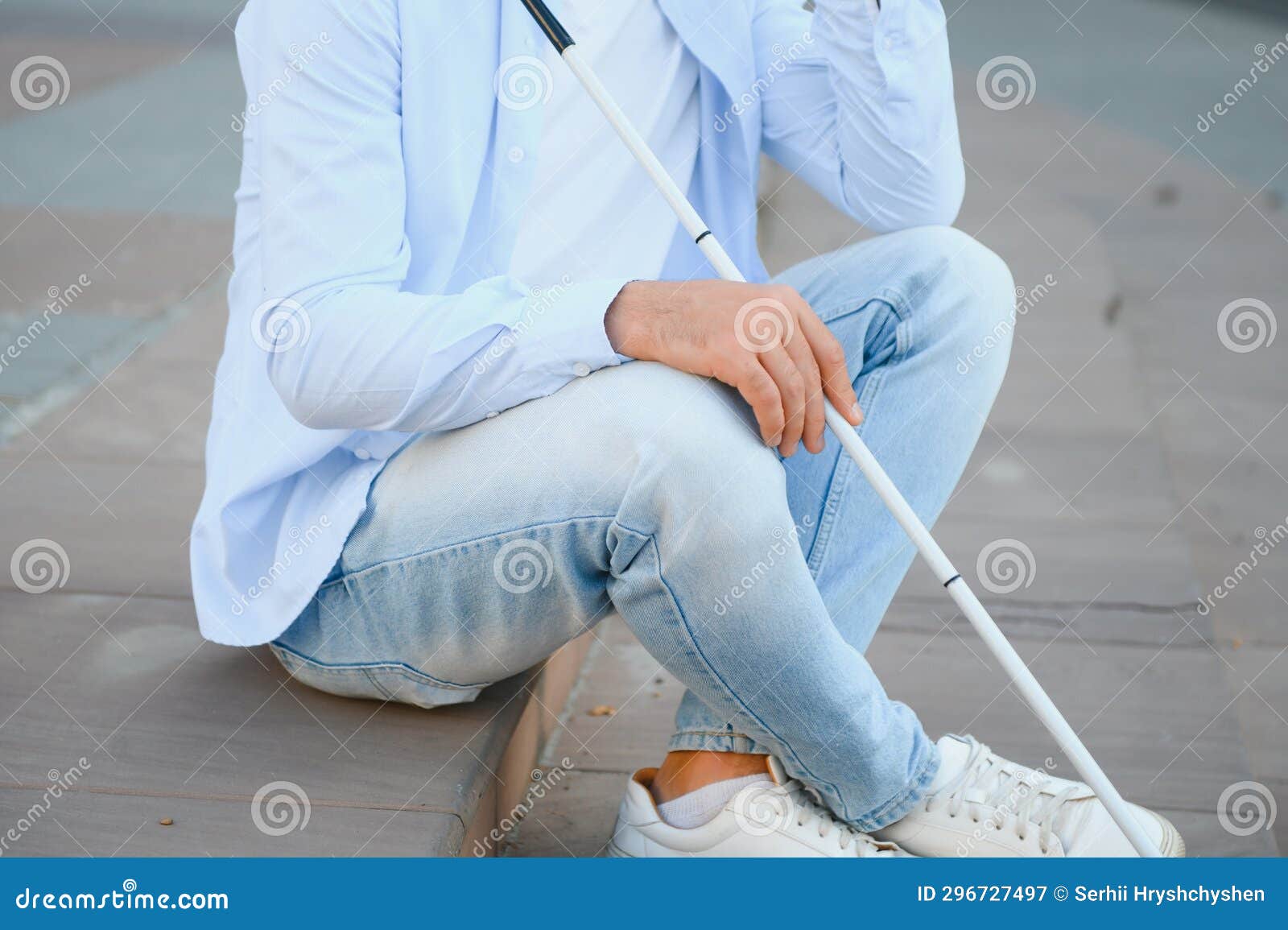 Blind Man with a Walking Stick. Stock Image - Image of health ...