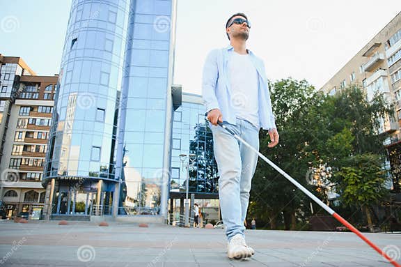 Blind Man with a Walking Stick. Stock Photo - Image of eyesight, adult ...