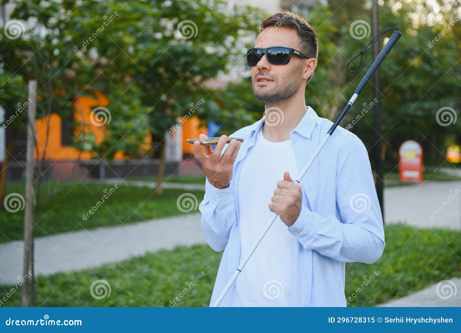 Blind Man with a Walking Stick. Stock Image - Image of safety, male ...