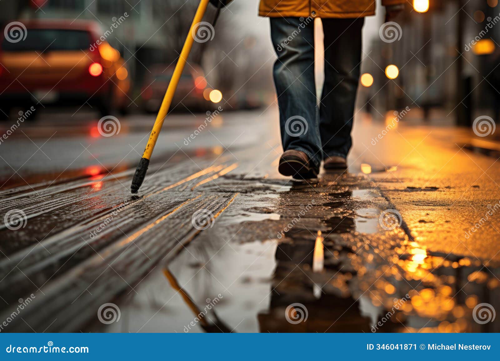 Blind Man with a Walking Stick Walks Along a City Street Stock Image ... Blind Man with a Walking Stick Walks Along a City Street Stock Image ...