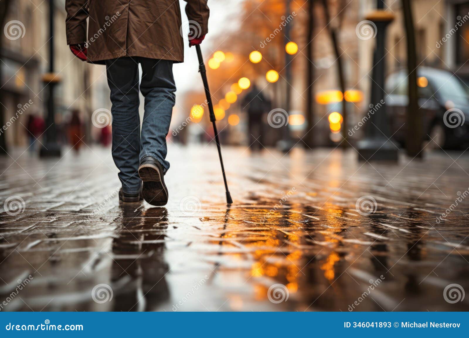 Blind Man with a Walking Stick Walks Along a City Street Stock Image ... Blind Man with a Walking Stick Walks Along a City Street Stock Image ...