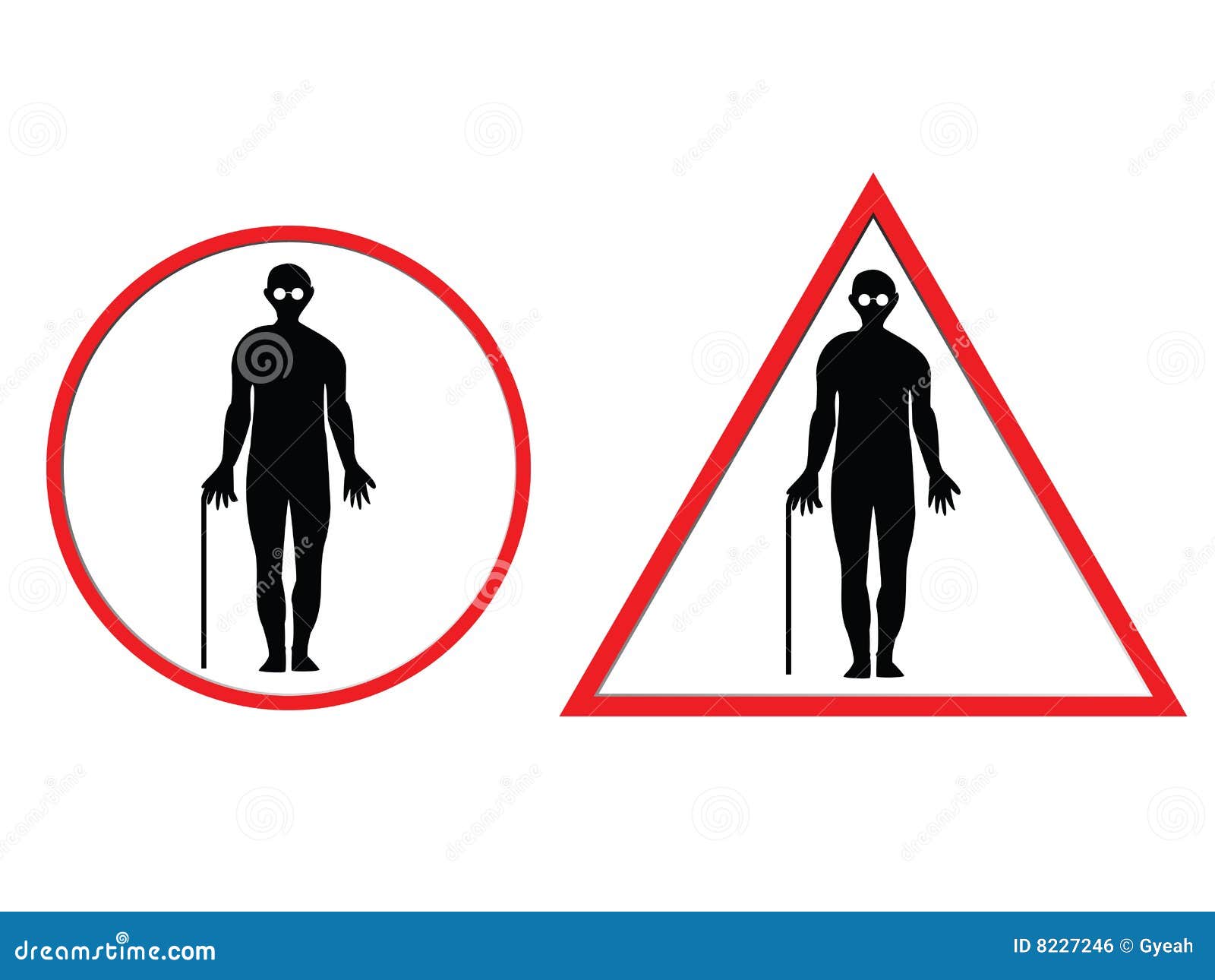 Blind man warning sign stock vector. Illustration of topics - 8227246
