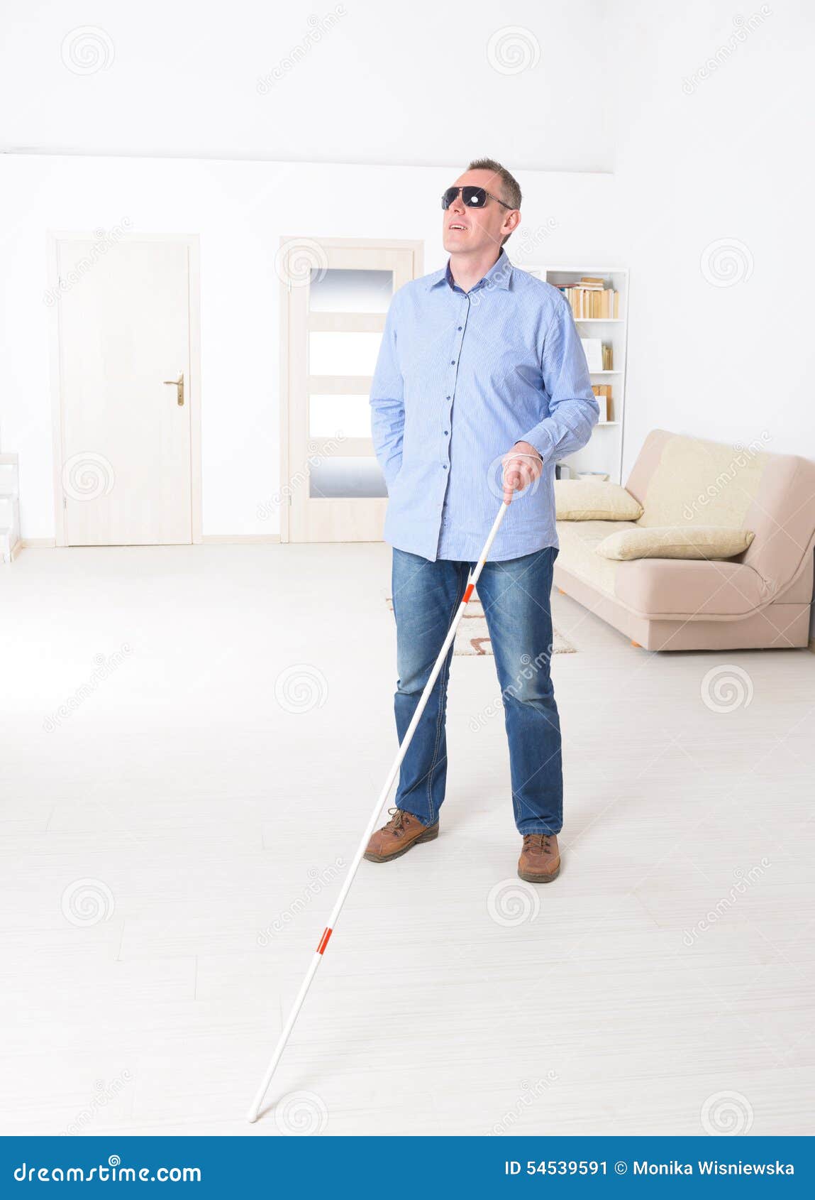 Blind man stock image. Image of care, indoors, dark, stick - 54539591