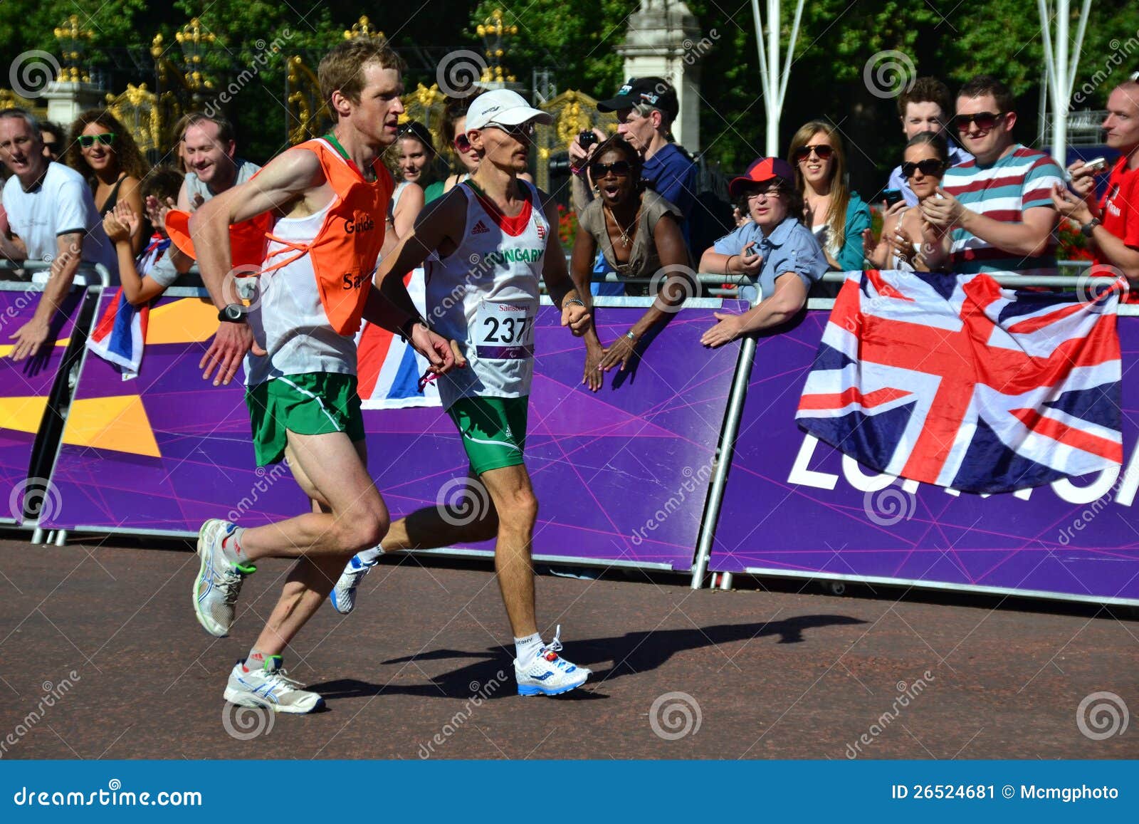 Blind Paralimpic Athlete and His Guide, Marathon Editorial Photo ...
