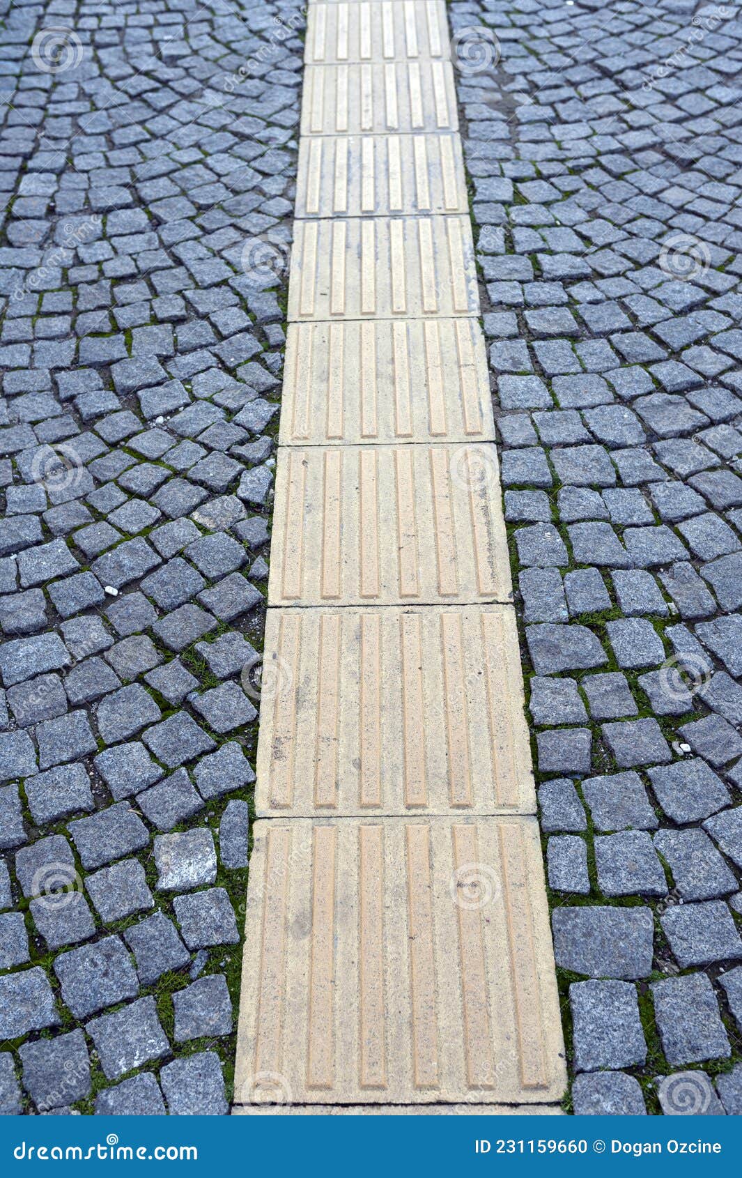 Blind pedestrian path stock photo. Image of cobblestone - 231159660
