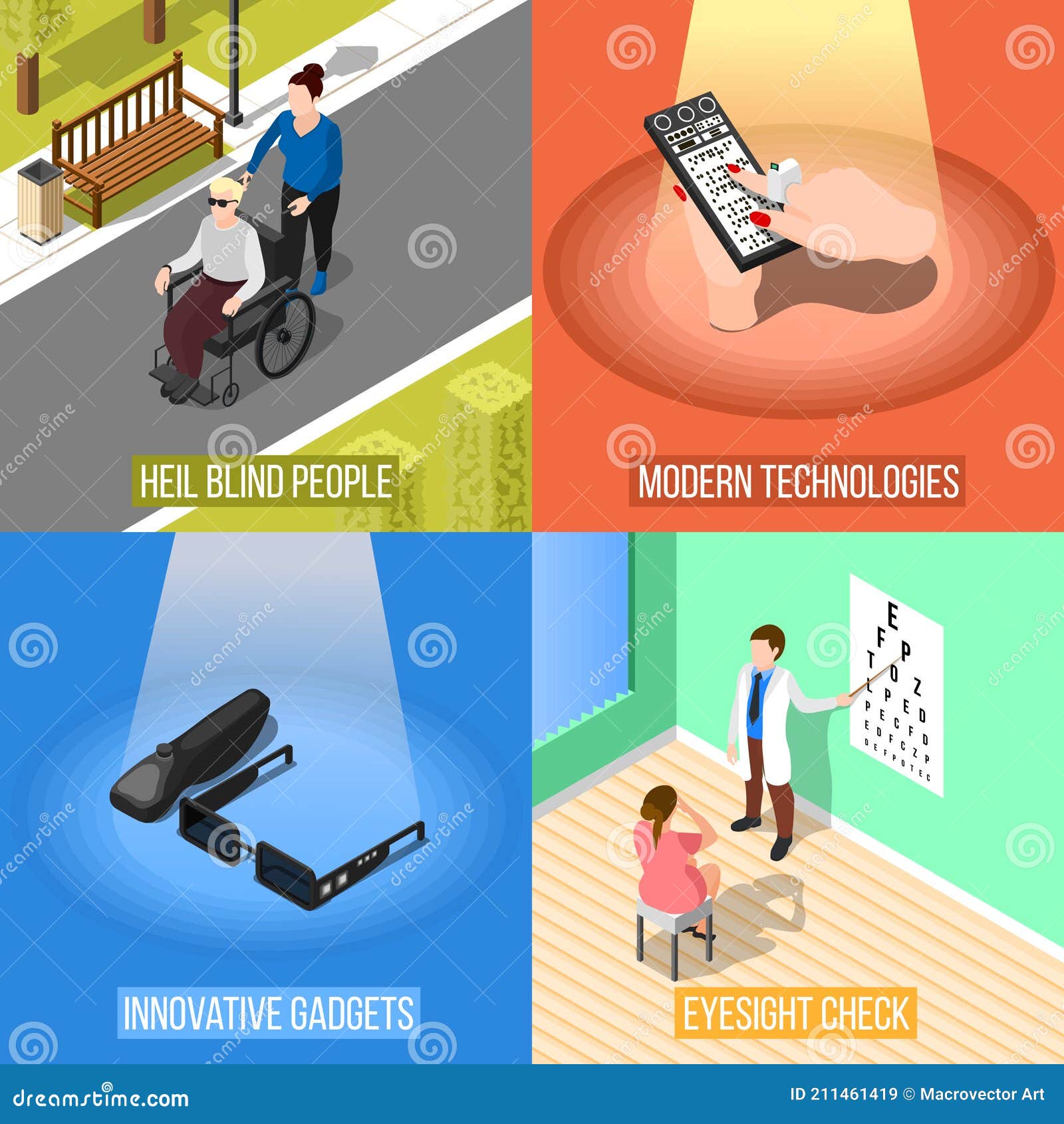 Blind People Design Concept Stock Vector - Illustration of care ...