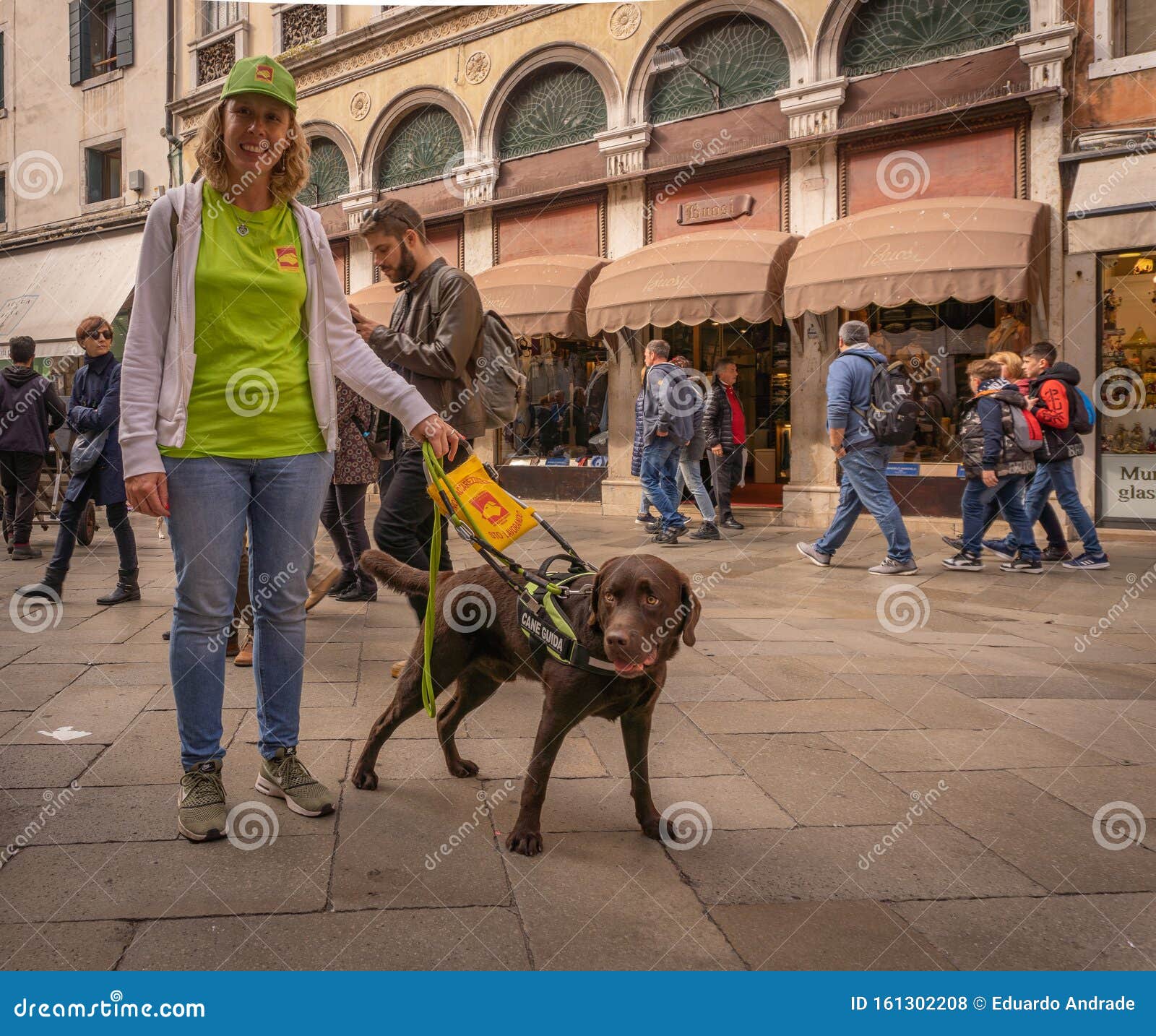 Blind Person Assisted by a Guide Dog Editorial Stock Photo - Image of ...