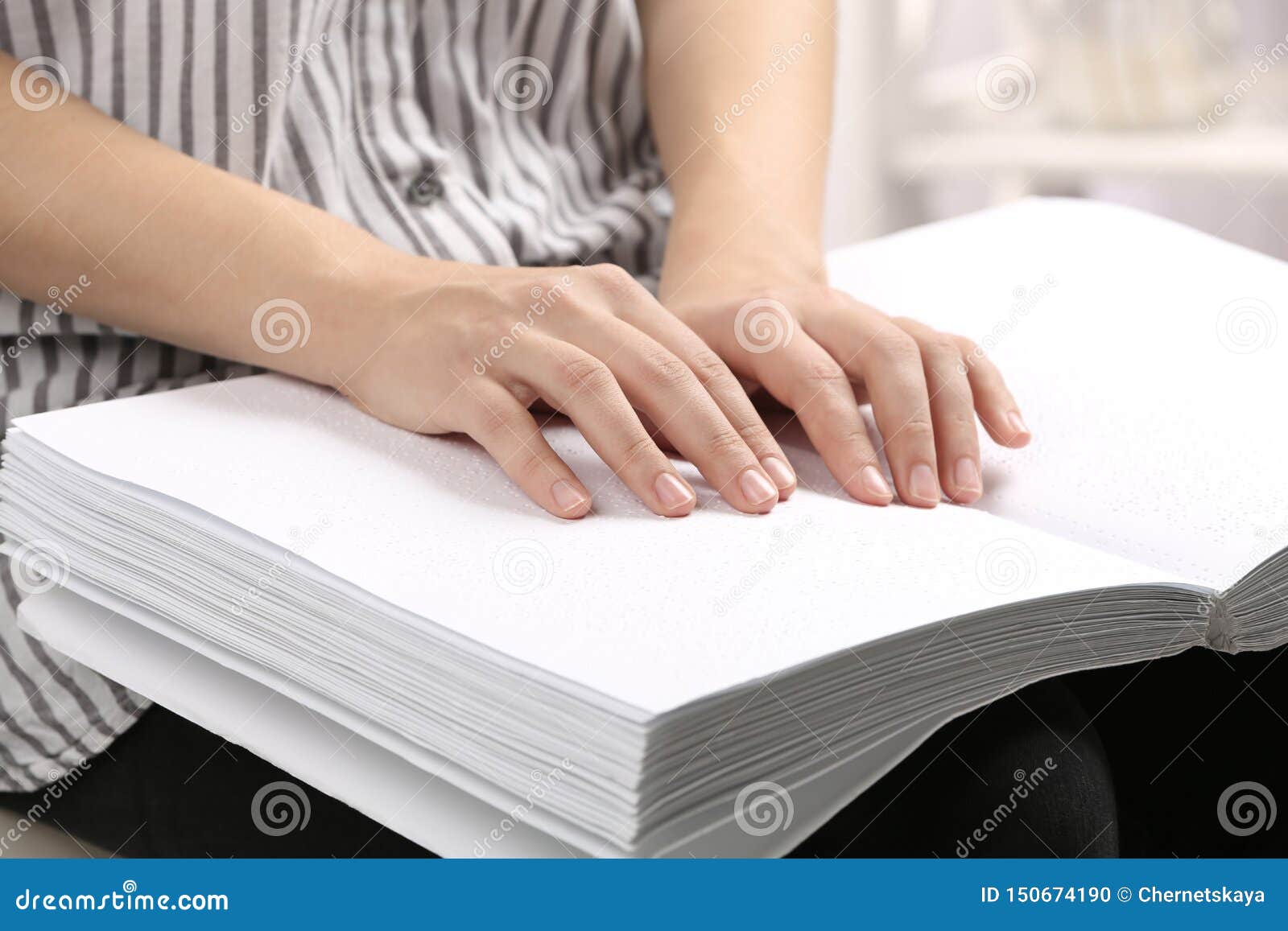 Blind Person Reading Book Written in Braille Stock Photo - Image of ...