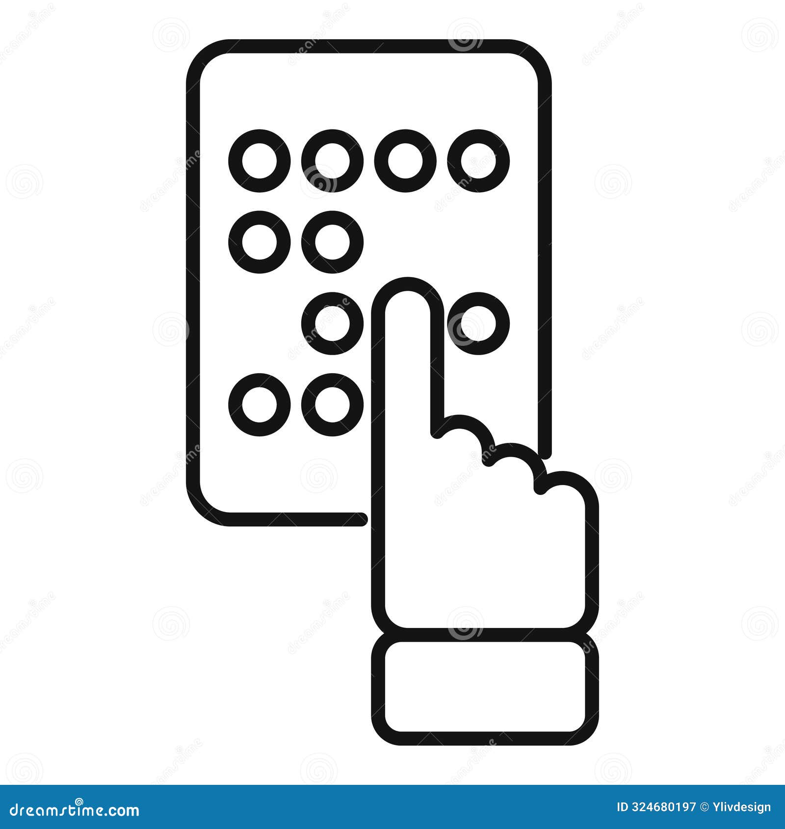 Blind Person Reading Braille Text with Hand, Line Icon Stock Vector ...