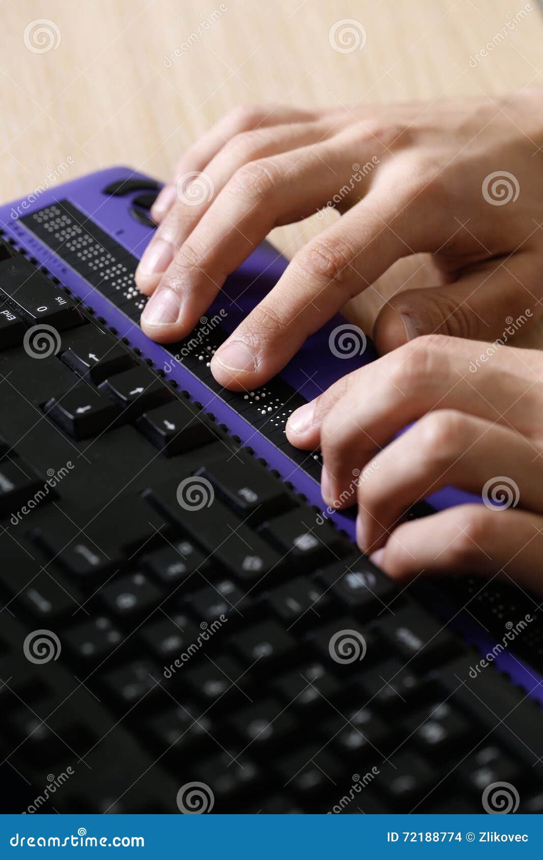 Blind Person Using Computer with Braille Computer Display Stock Photo ...