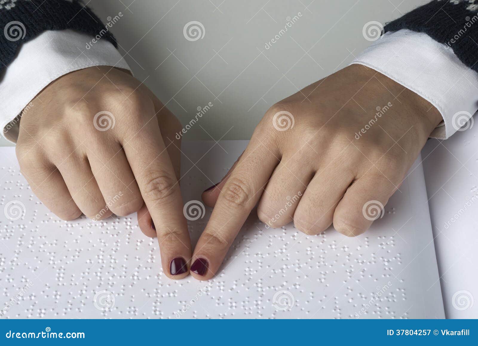 Blind Reading Text in Braille Language Stock Image - Image of hand ...