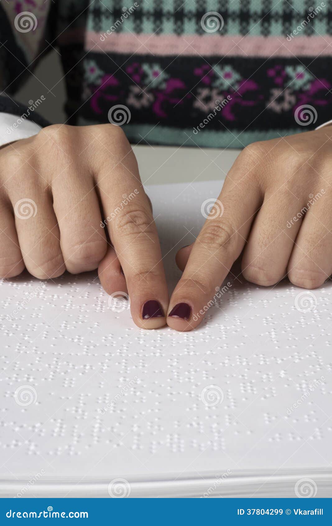 Blind Reading Text in Braille Language Stock Image - Image of ...