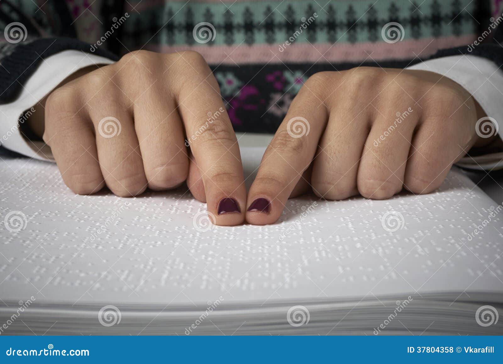 Blind Reading Text in Braille Language Stock Photo - Image of sign ...