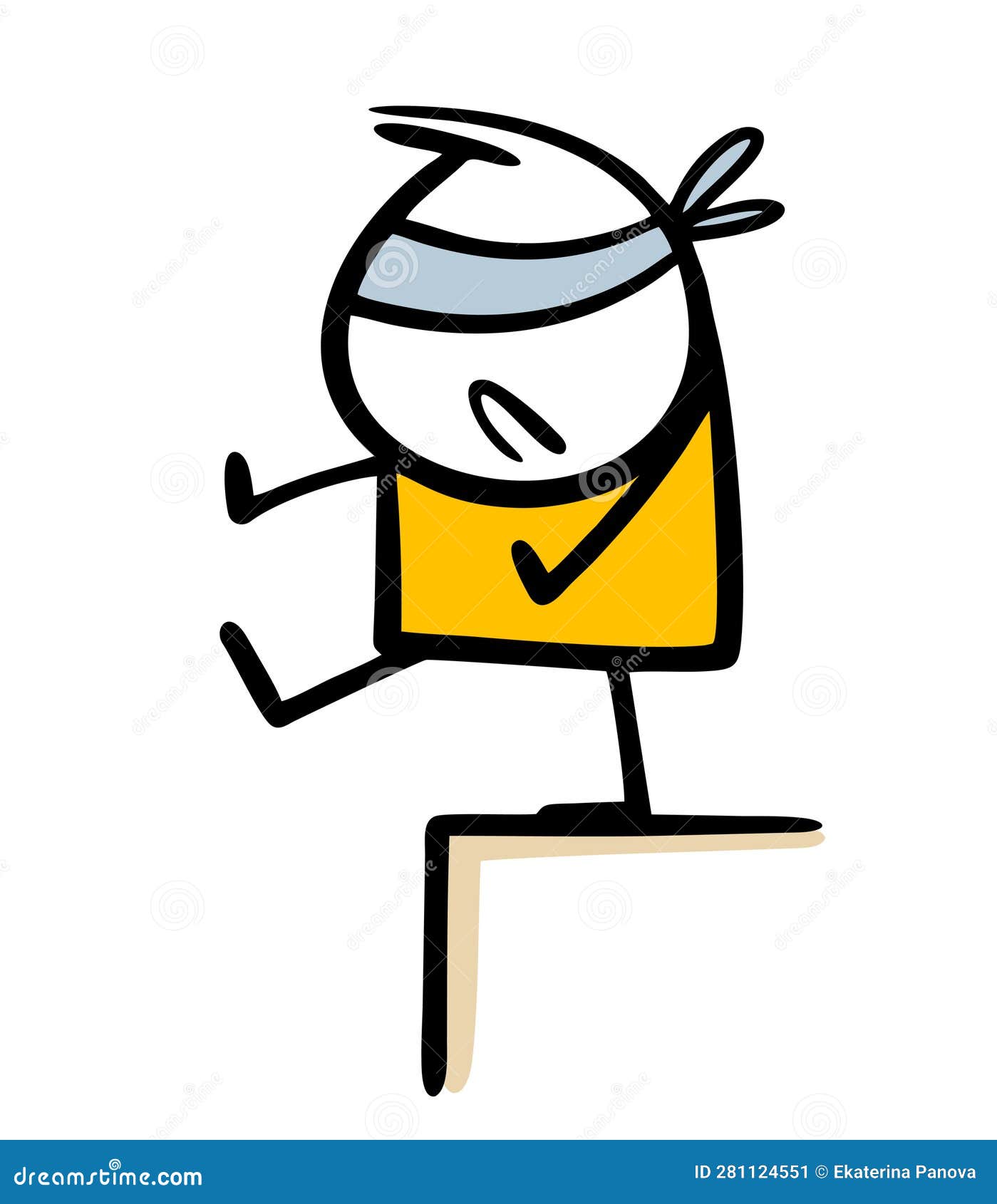 Blind Stickman Blindfolded Takes a Step into the Abyss Under the Cliff ...