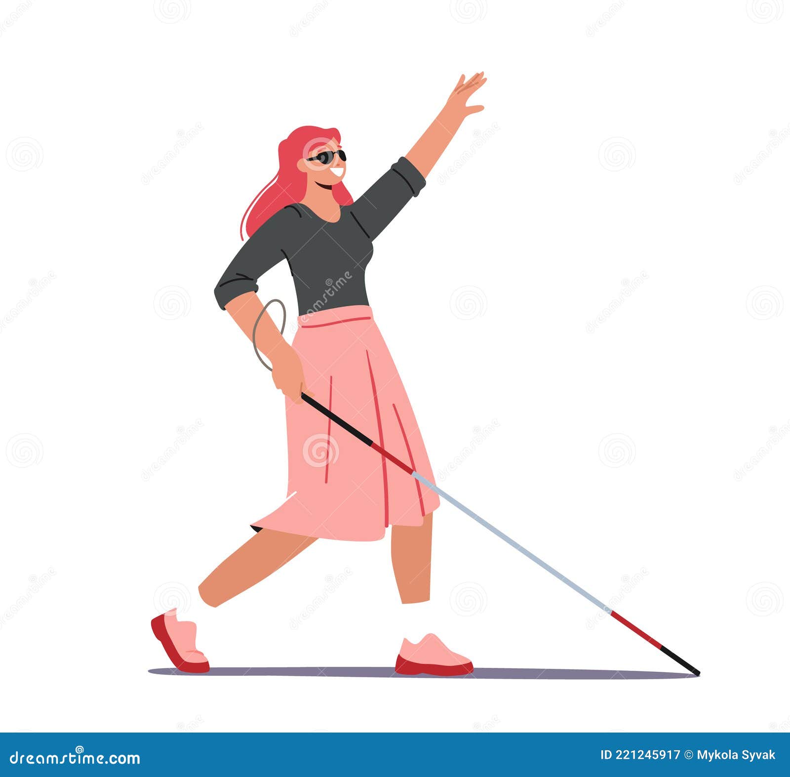 Old Woman With Cane Senior Lady With Glasses Walking Vector