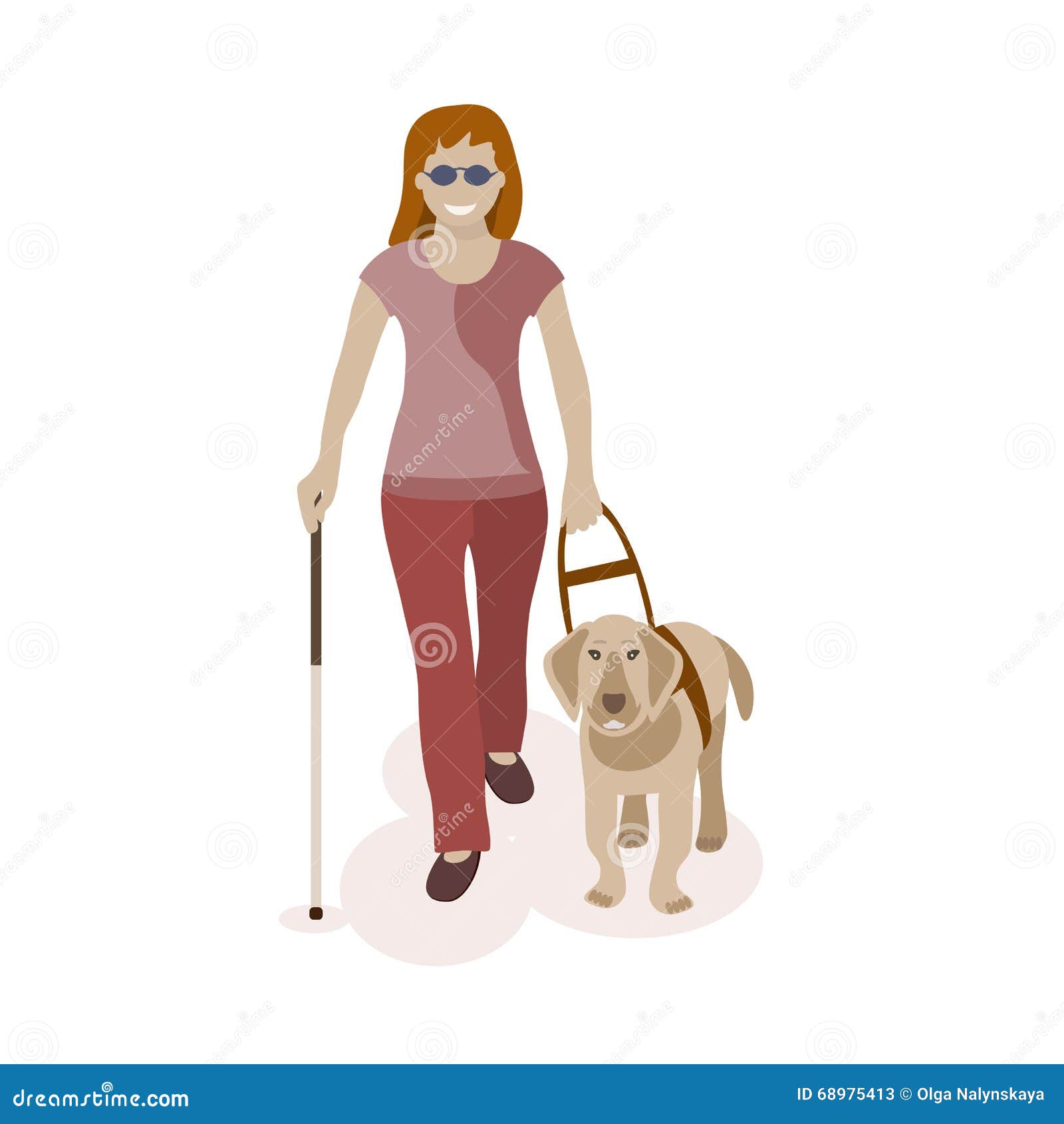 Blind Woman with Dog stock vector. Illustration of person - 68975413