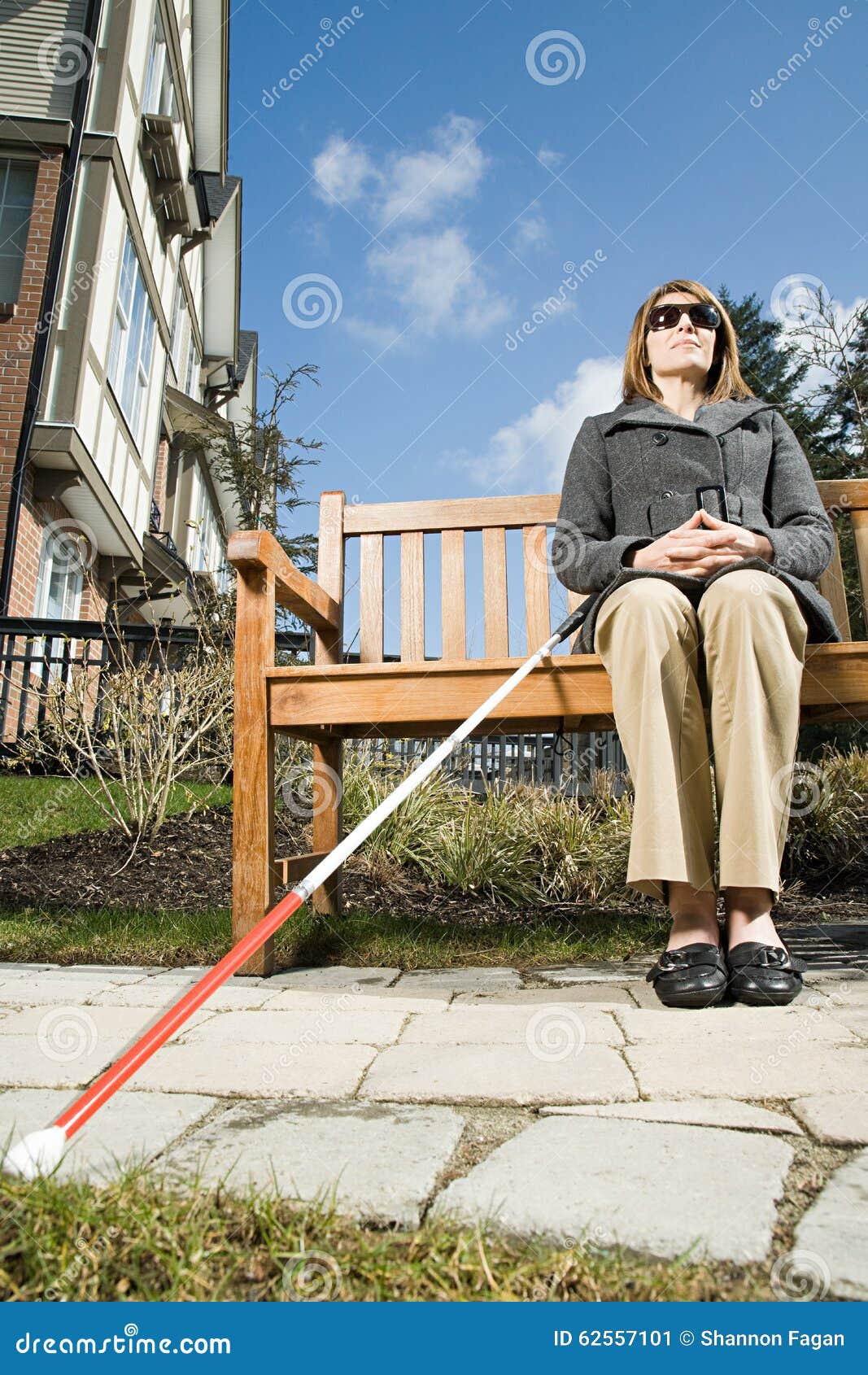 Blind Woman Sitting on a Bench Stock Image - Image of capable ...