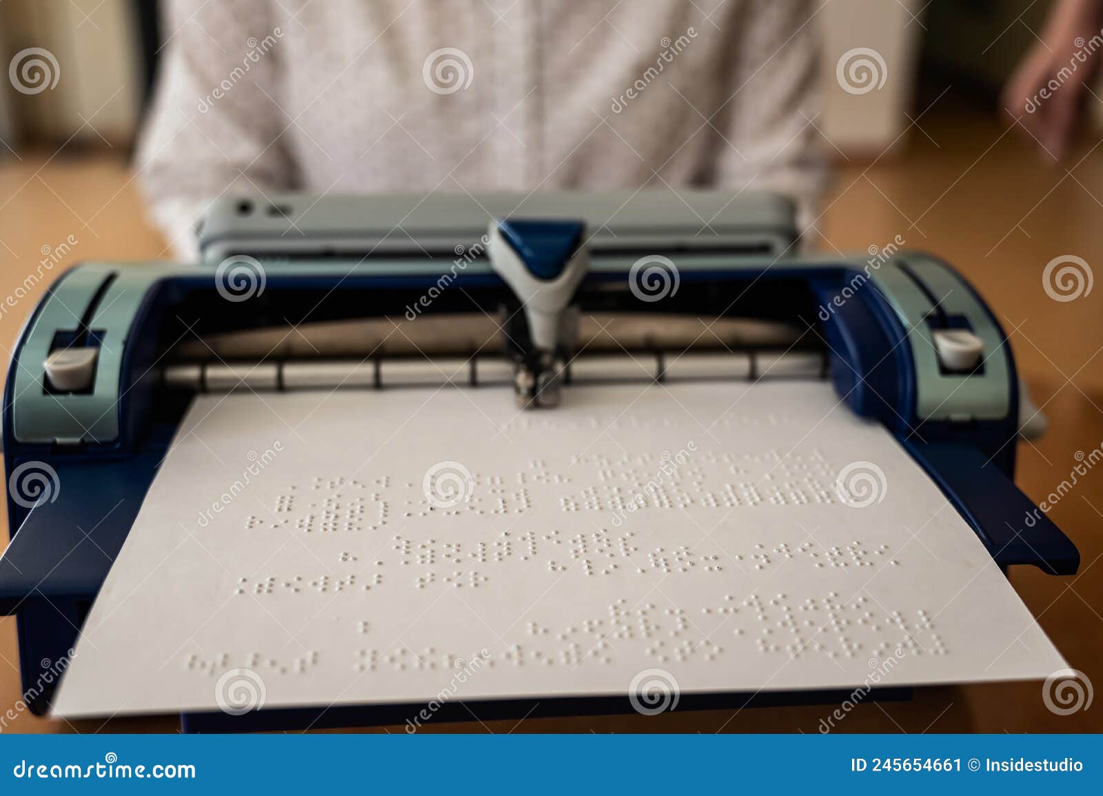 Blind Woman Using Braille Typewriter. Stock Image - Image of publish ...