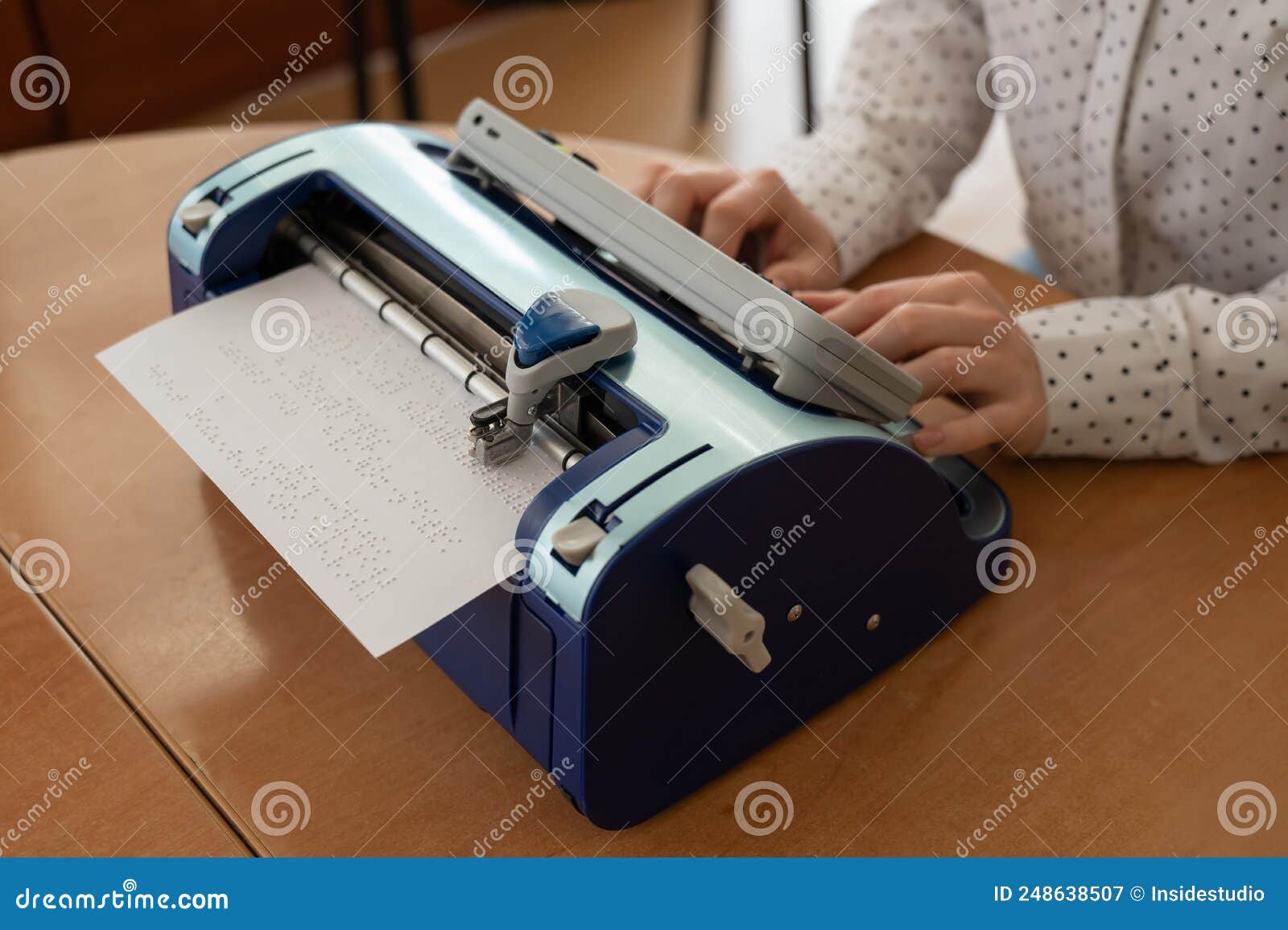 Blind Woman Using Braille Typewriter. Stock Image - Image of manual ...